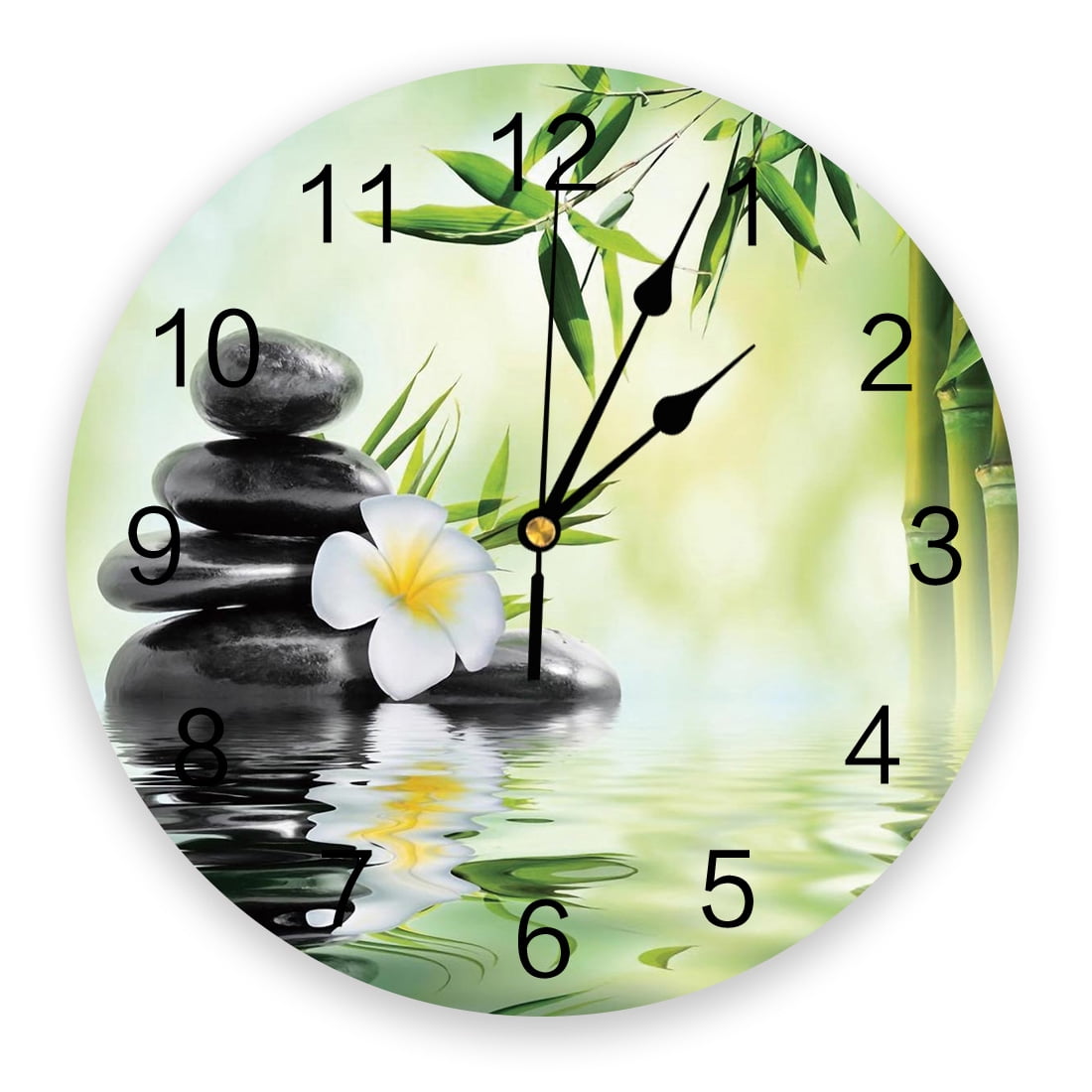 Flower Candle St Green Bamboo Plant Living Room Clock Wall Round Clocks ...