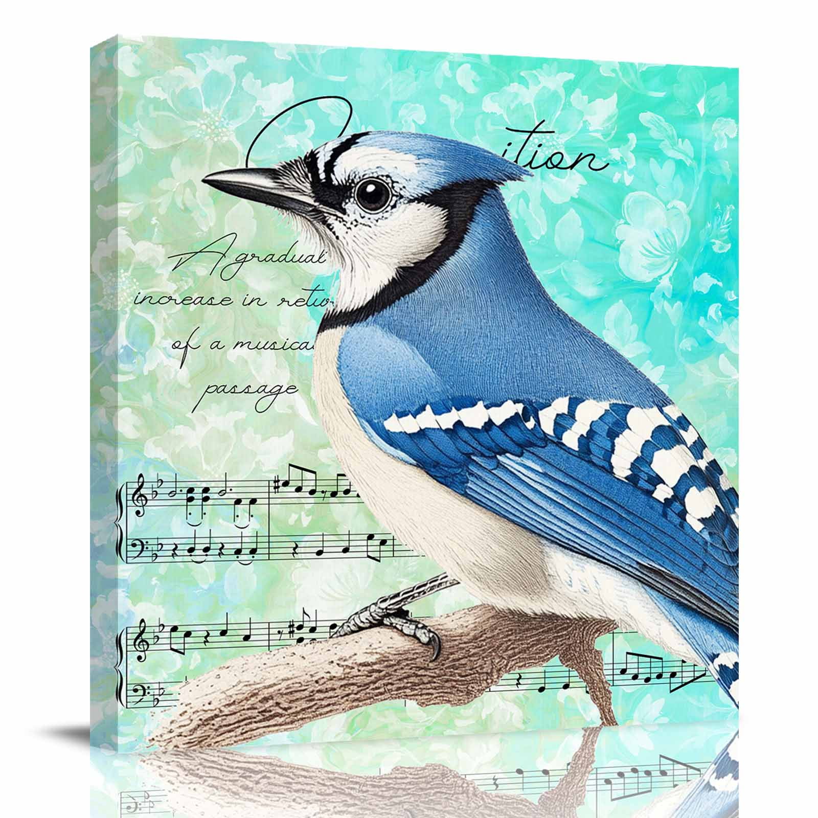 Flower Canvas Print Wall Art Ocean Vintage Daisy Blue Wood Grain ...