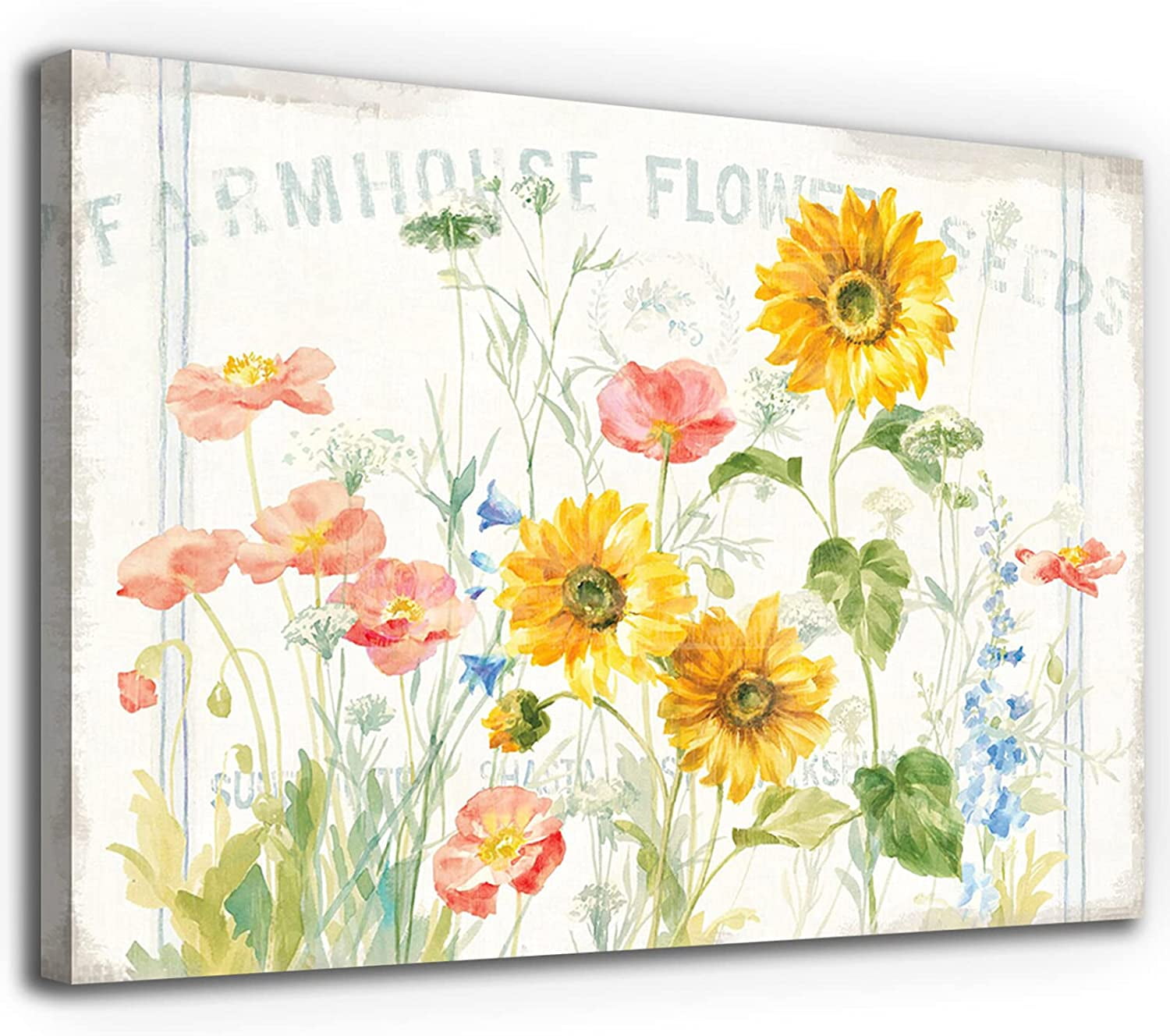 Flower Canvas Wall Art Farmhouse Flower Reeds Canvas Pictures Rustic ...