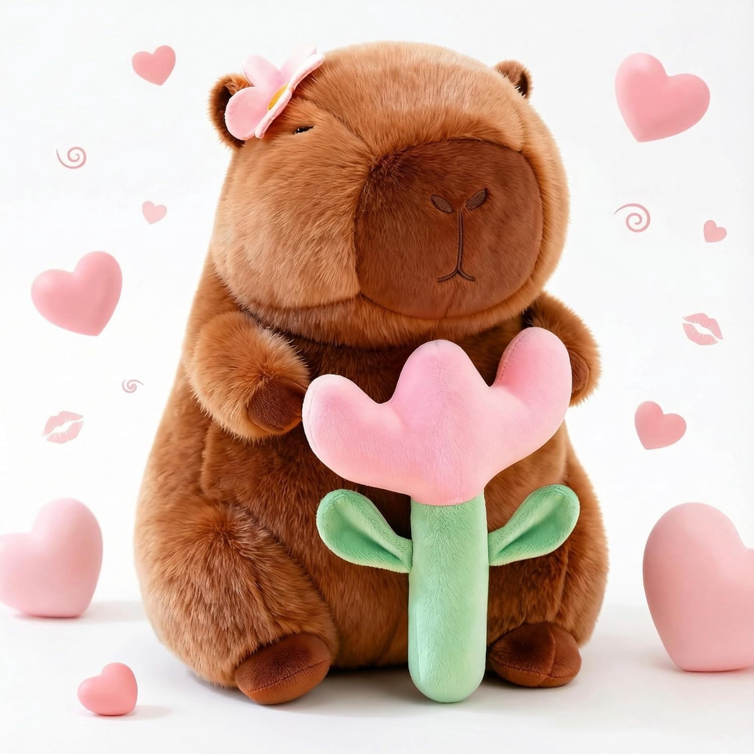 Flower Capybara Plush, Cute Capibara Plushies Toy, Kawaii Soft Stuffed ...