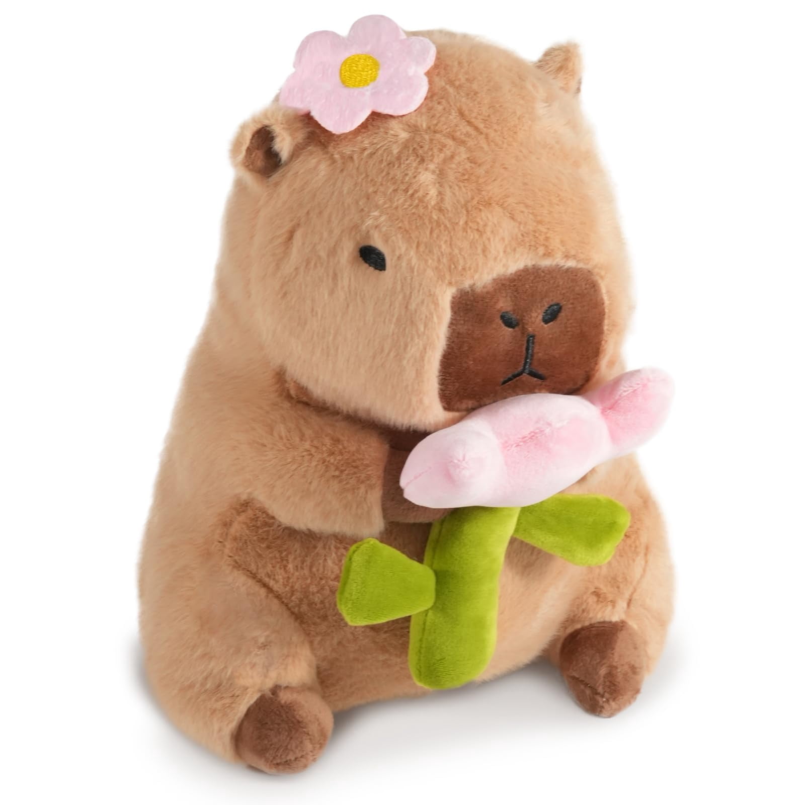 Flower Capybara Plush, Cute Capybara Plush Pillow Kawaii Flower Stuffed ...
