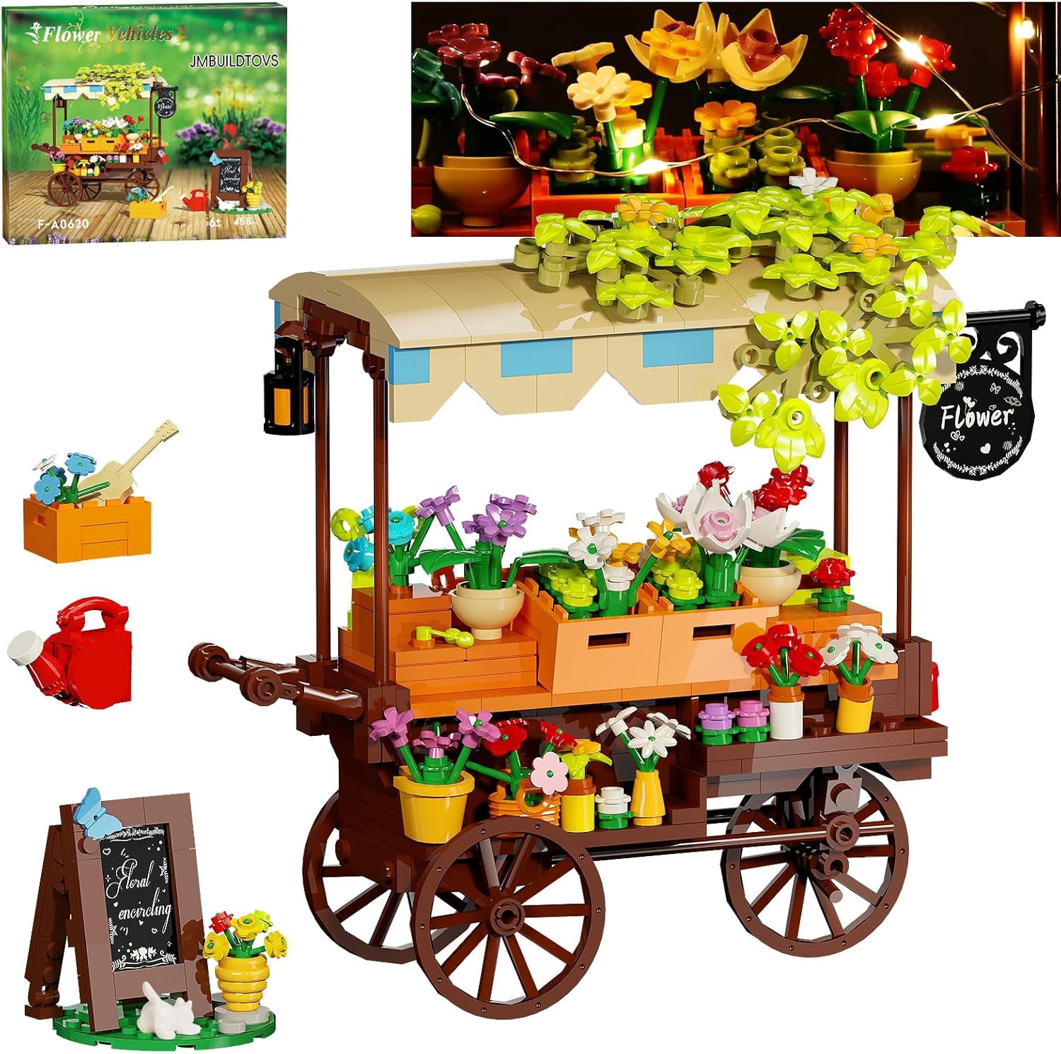 Flower Cart Building Bricks Kits Flowers Bouquet Building Blocks with ...