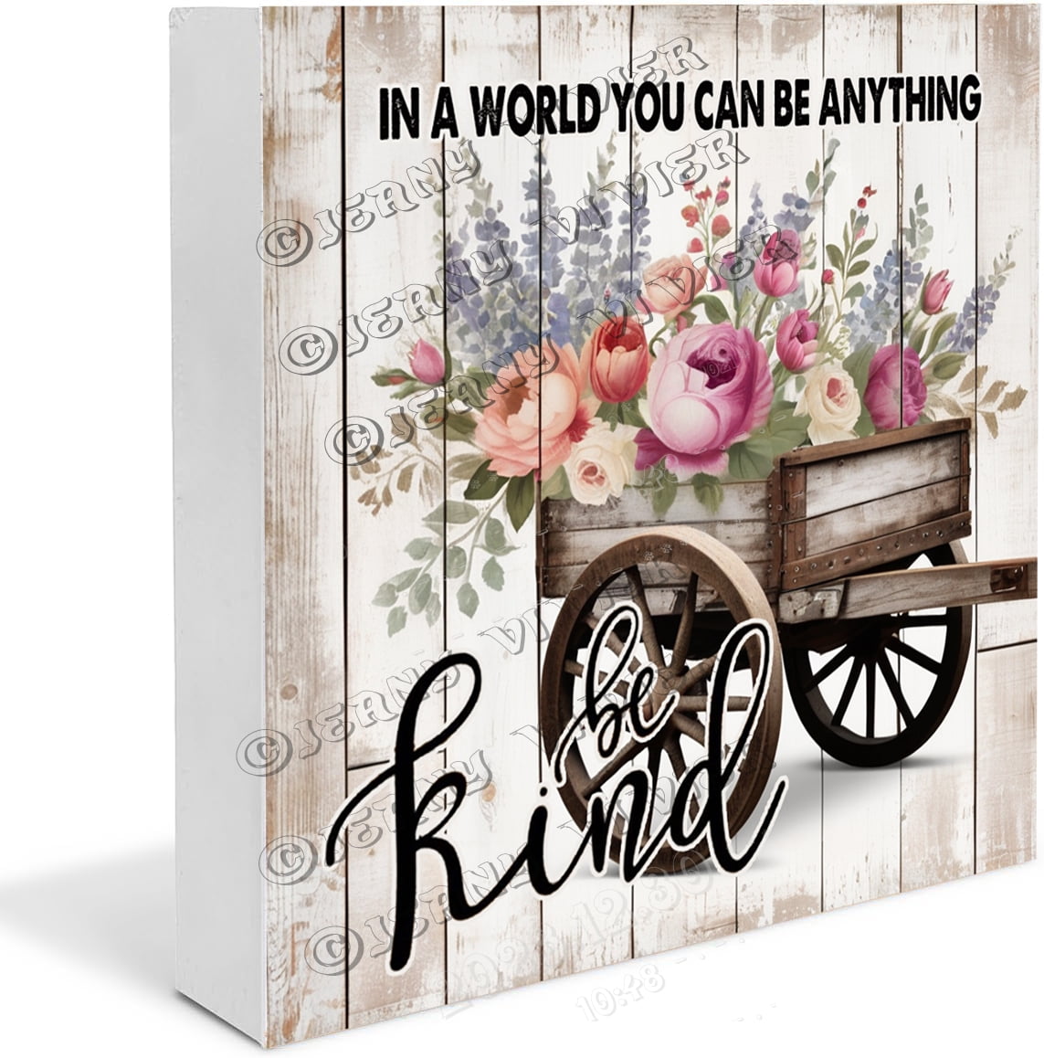 Flower Cart - In A World You Can Be Anything Be Kind Wood Box Sign Home ...