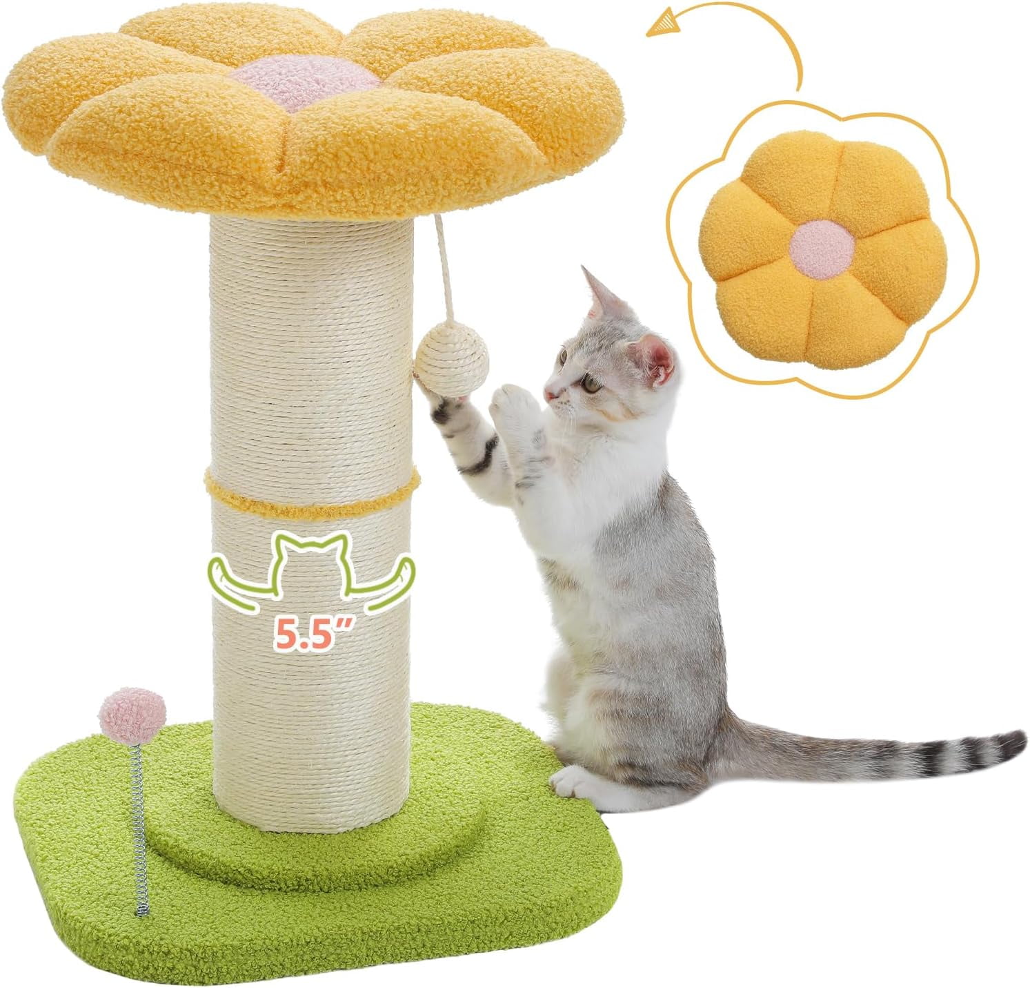 Flower Cat Scratching Post, Small Cat Tree, Scratcher for Indoor Cats ...