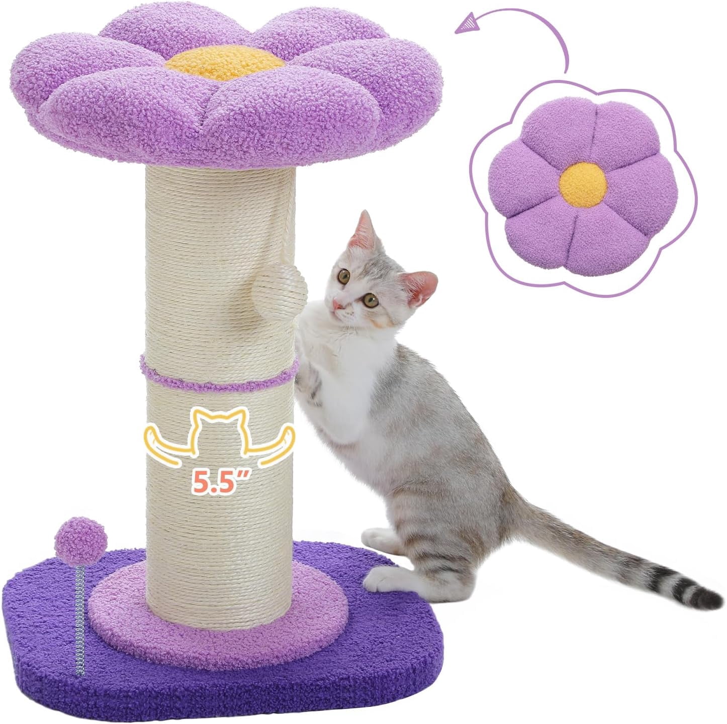 Flower Cat Scratching Post, Small Cat Tree, Scratcher for Indoor Cats ...