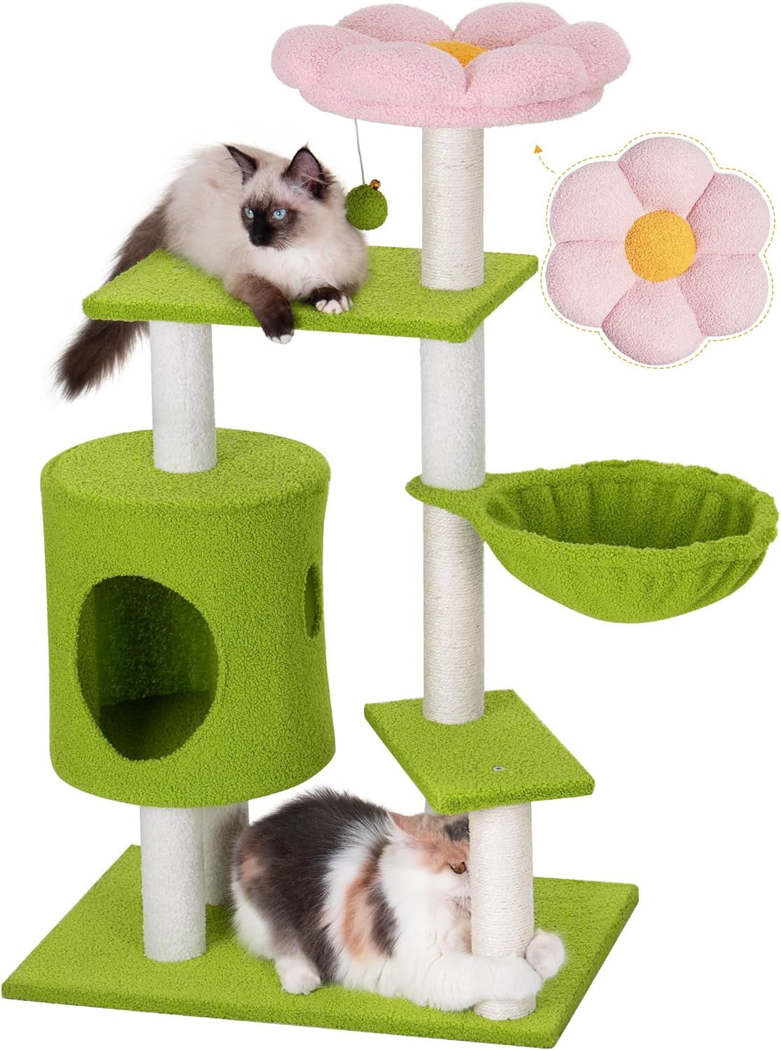 Flower Cat Tree, 41.2'' Cat Tower with Scratching Post and Cat Condo ...