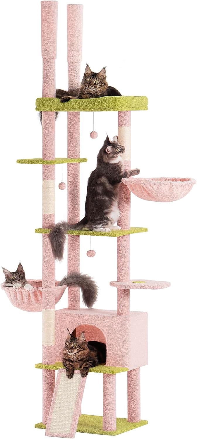 Flower Cat Tree Floor to Ceiling for Large Cat, Tall Cat Tower ...