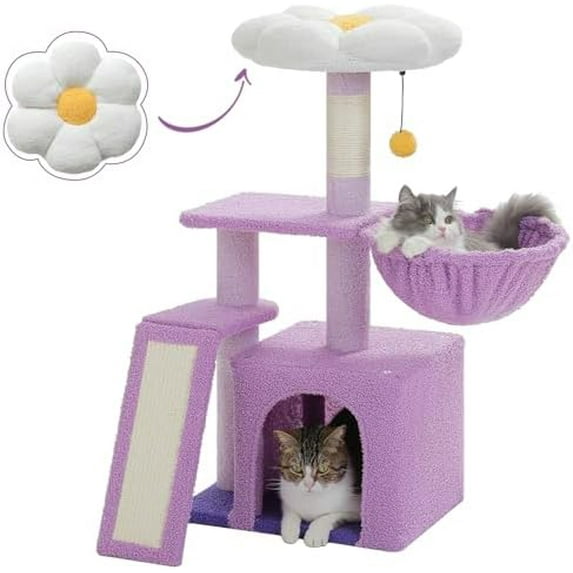 Flower Cat Tree for Indoor Cats, 32'' Small Cat Tower Cat Condo with ...