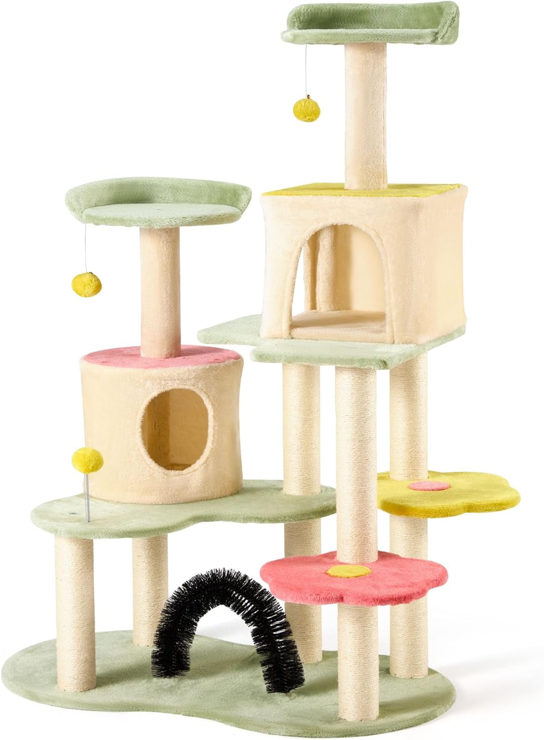 Flower Cat Tree Tower, 59 Inches Cute Cat Tree for Indoor Cats w/Sisal ...