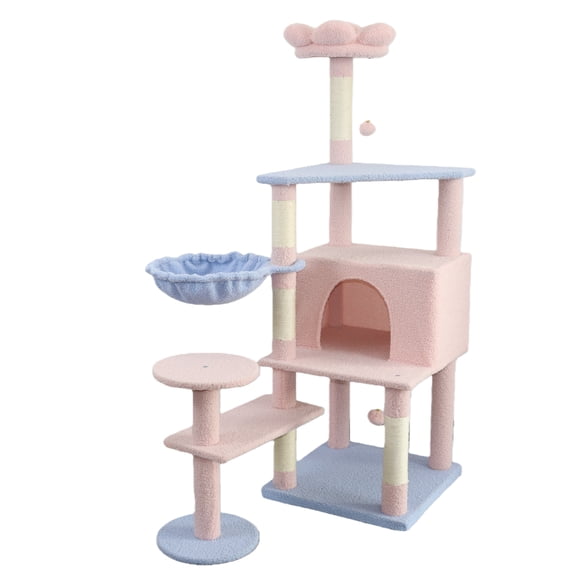 Flower Cat Tree With Large Condo Removable Flower Cushion and Hammock ...