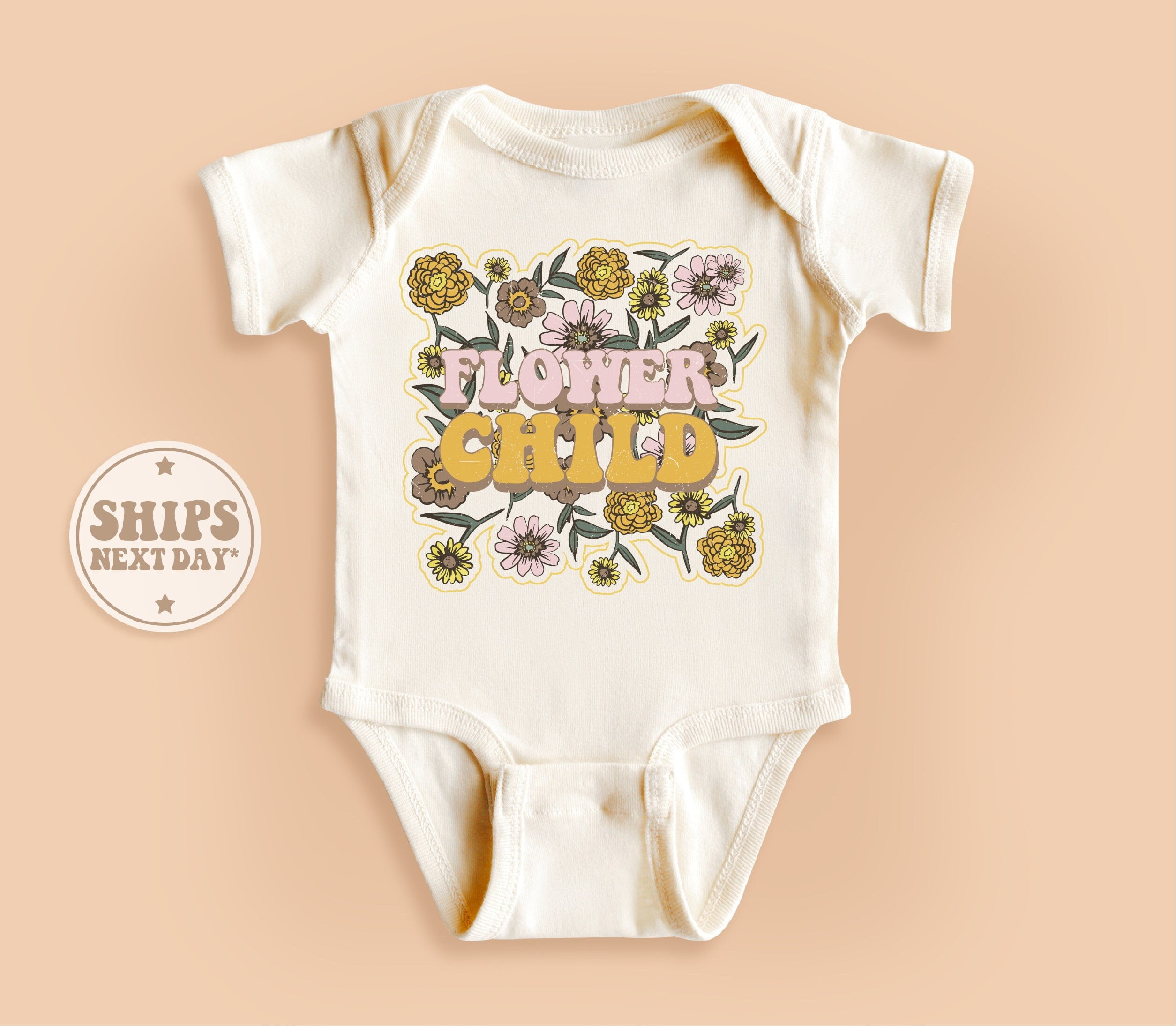 Flower Child Onesie, Wild Flower Bodysuit, Floral Natural Bodysuit ...