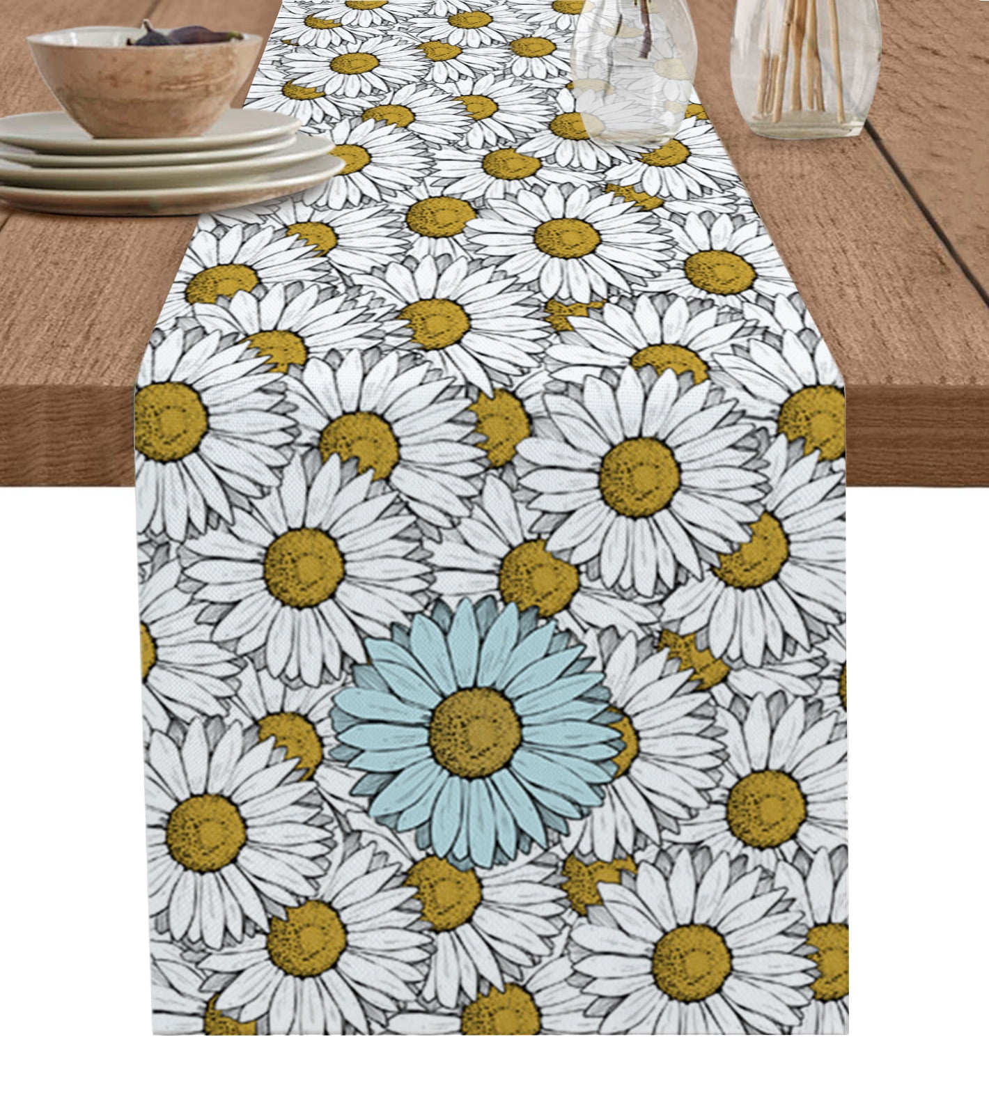 Flower Chrysanthemum Watercolor Table Runner ration Home r Dinner Table ...