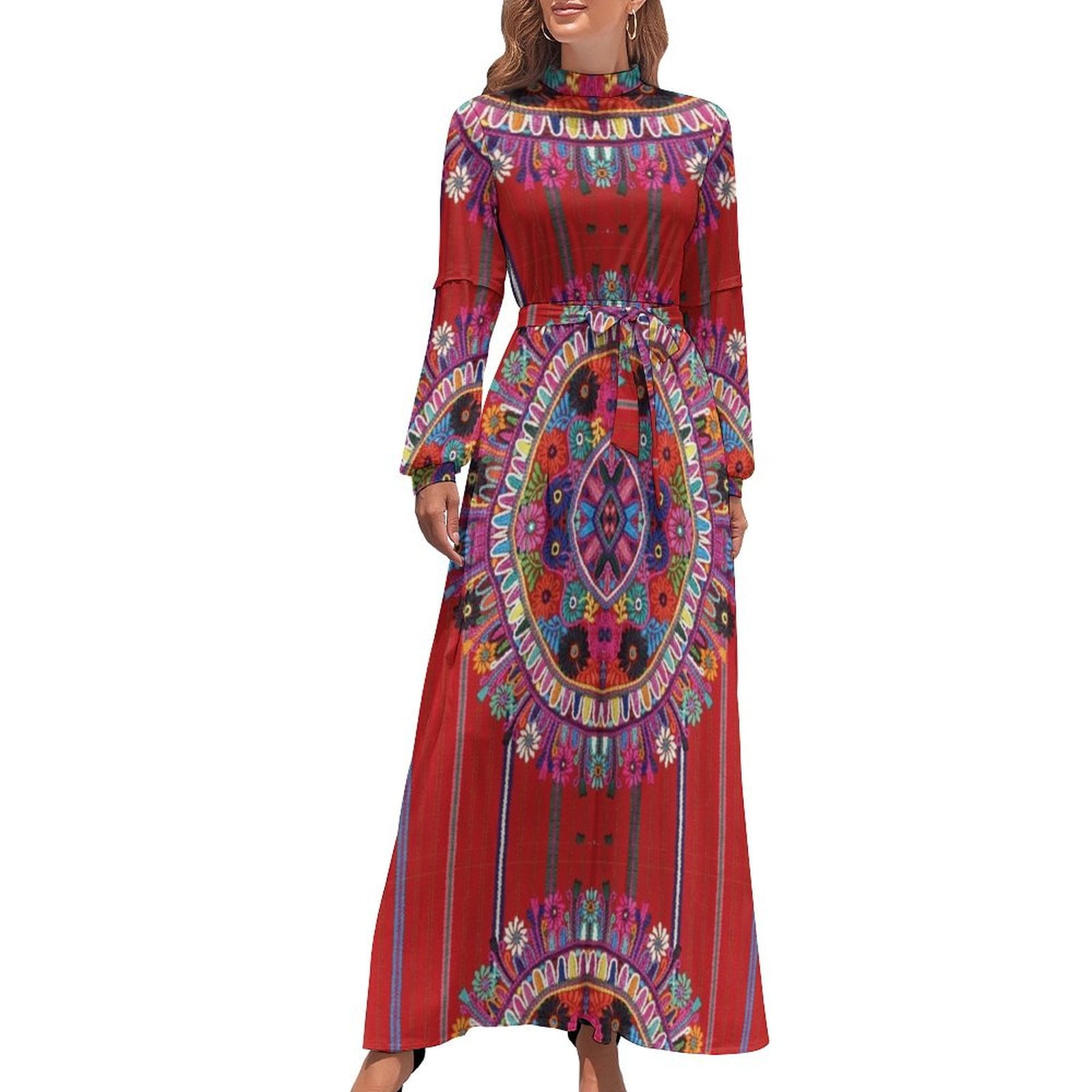 Flower Circles Mayan Design Long Dress summer clothes Dress vintage ...