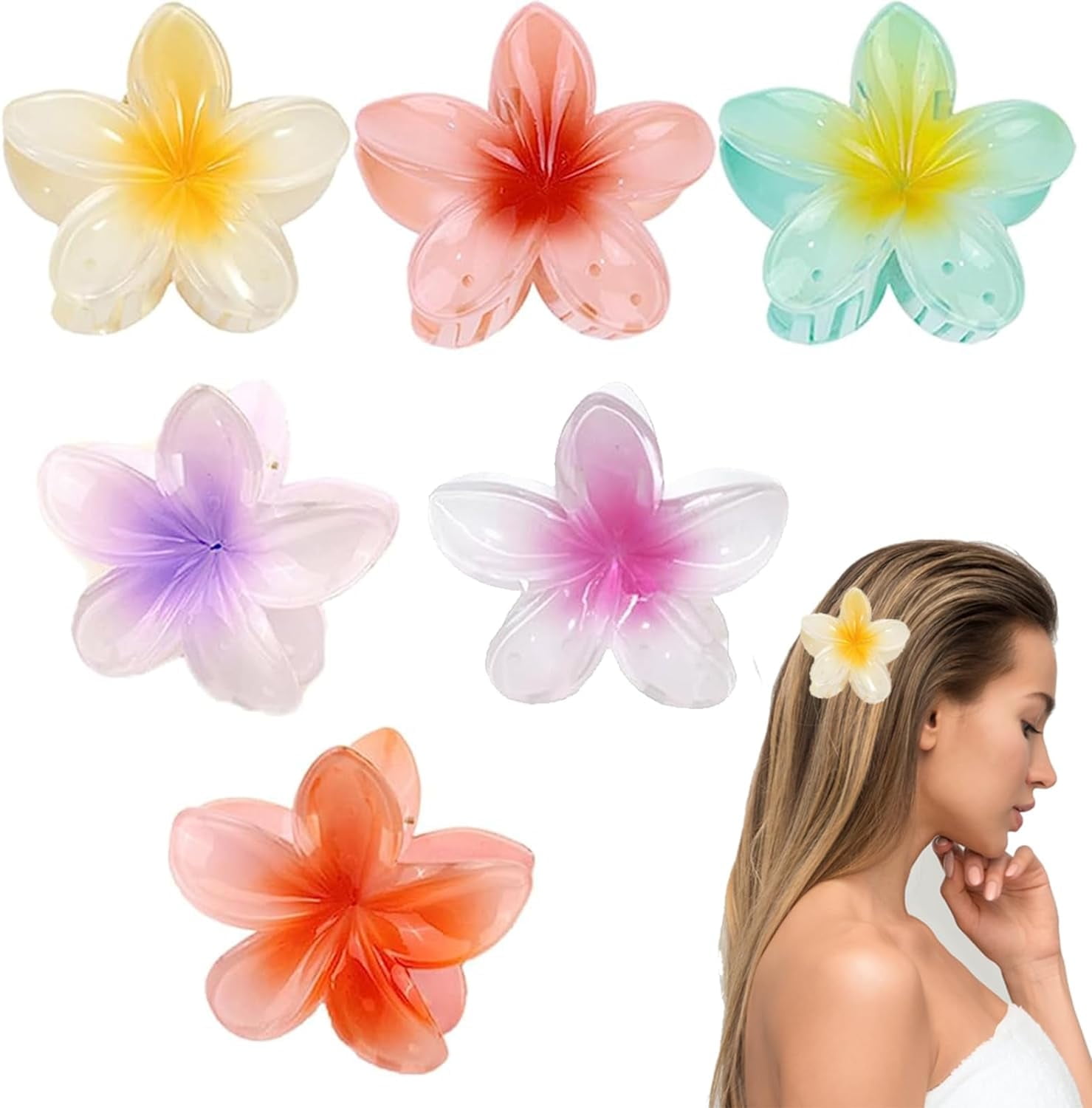 Flower Claw Clips,6pcs Flower Hair Clip,Hawaiian Wisteria Flower Hair ...