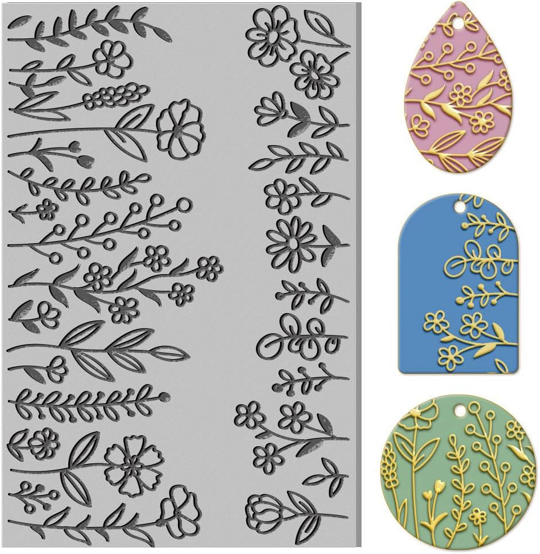 Flower Clay Texture Mat Clay Plant Modeling Pattern Pad Texture Sheets for Polymer Clay Making ...