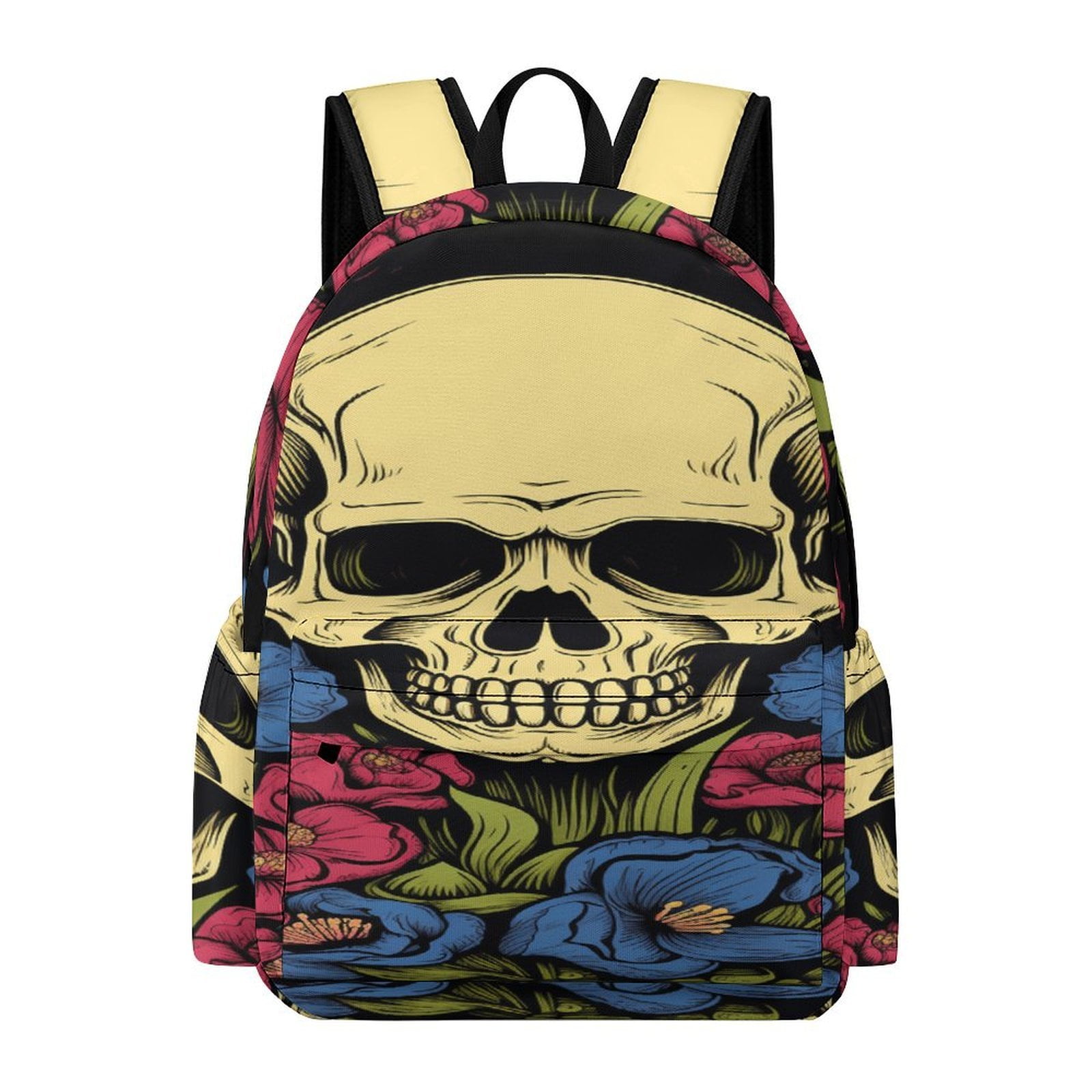 Flower Cluster Skull Backpack School Bags for Teenagers Students Laptop ...