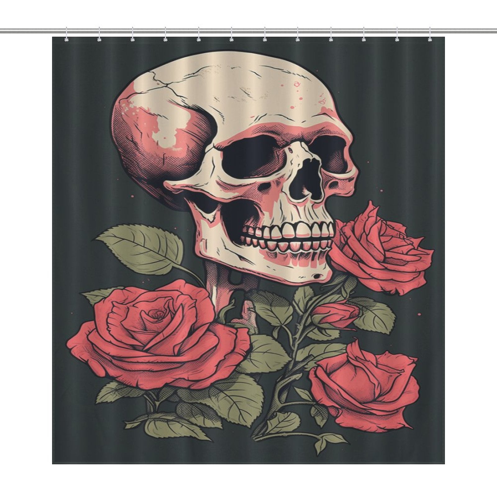Flower Cluster Skull Bathing Curtain Bathroom Shower Curtain Waterproof ...