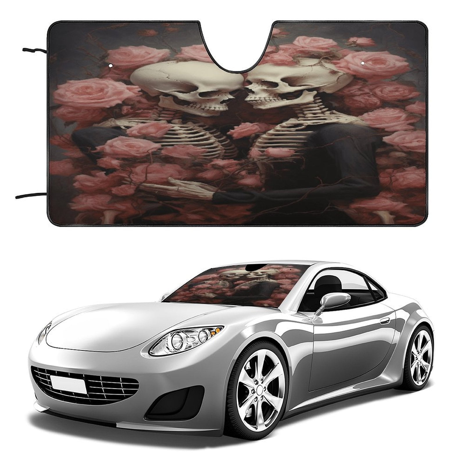 Flower Cluster Skull Car Windshield Sun Shade Foldable Sunshades Front ...
