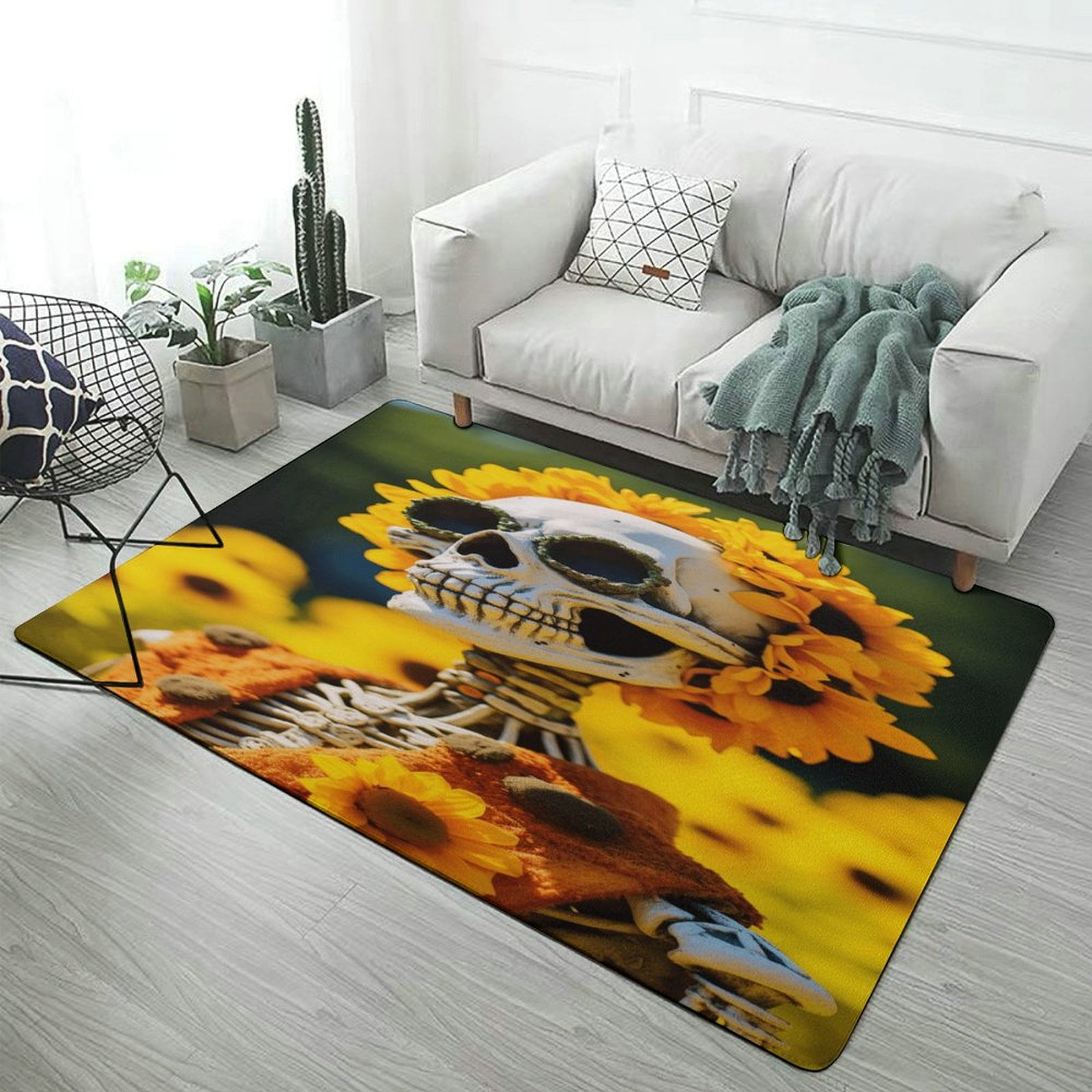 Flower Cluster Skull Carpet for Living Room Luxury Home Rations Sofa ...