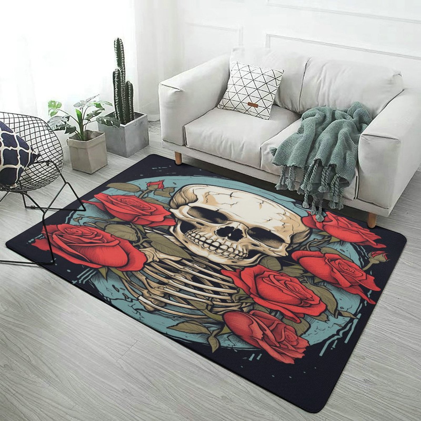 Flower Cluster Skull European Living Room Carpets Rugs Luxury Bedroom ...