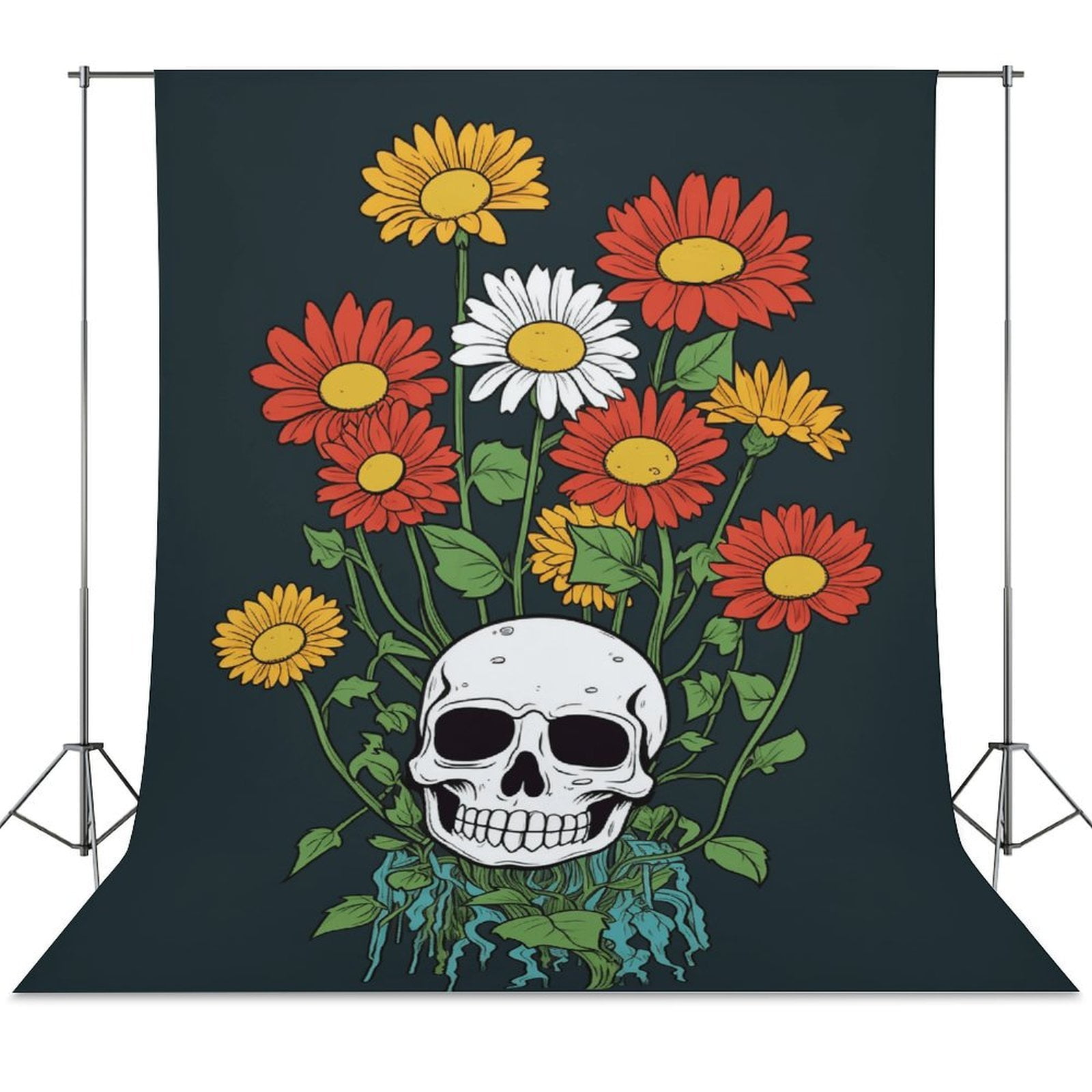 Flower Cluster Skull Party Backdrop Birthday Decoration Backgrounds for ...