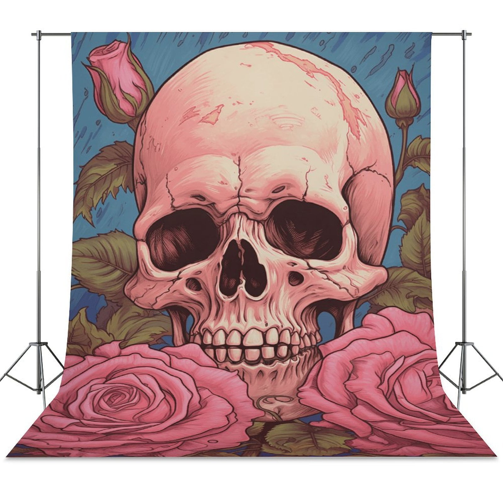 Flower Cluster Skull Party Backdrop Birthday Decoration Backgrounds for ...