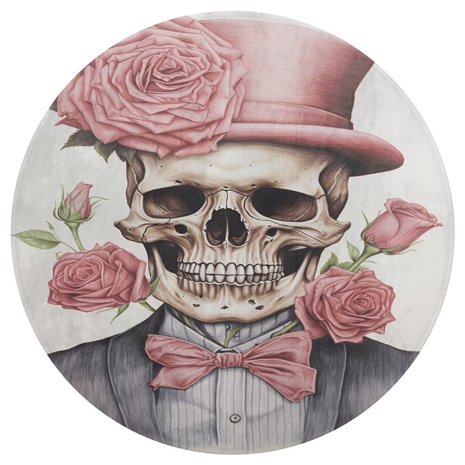 Flower Cluster Skull Round Area Rug Floor Carpets Washable Indoor Floor ...
