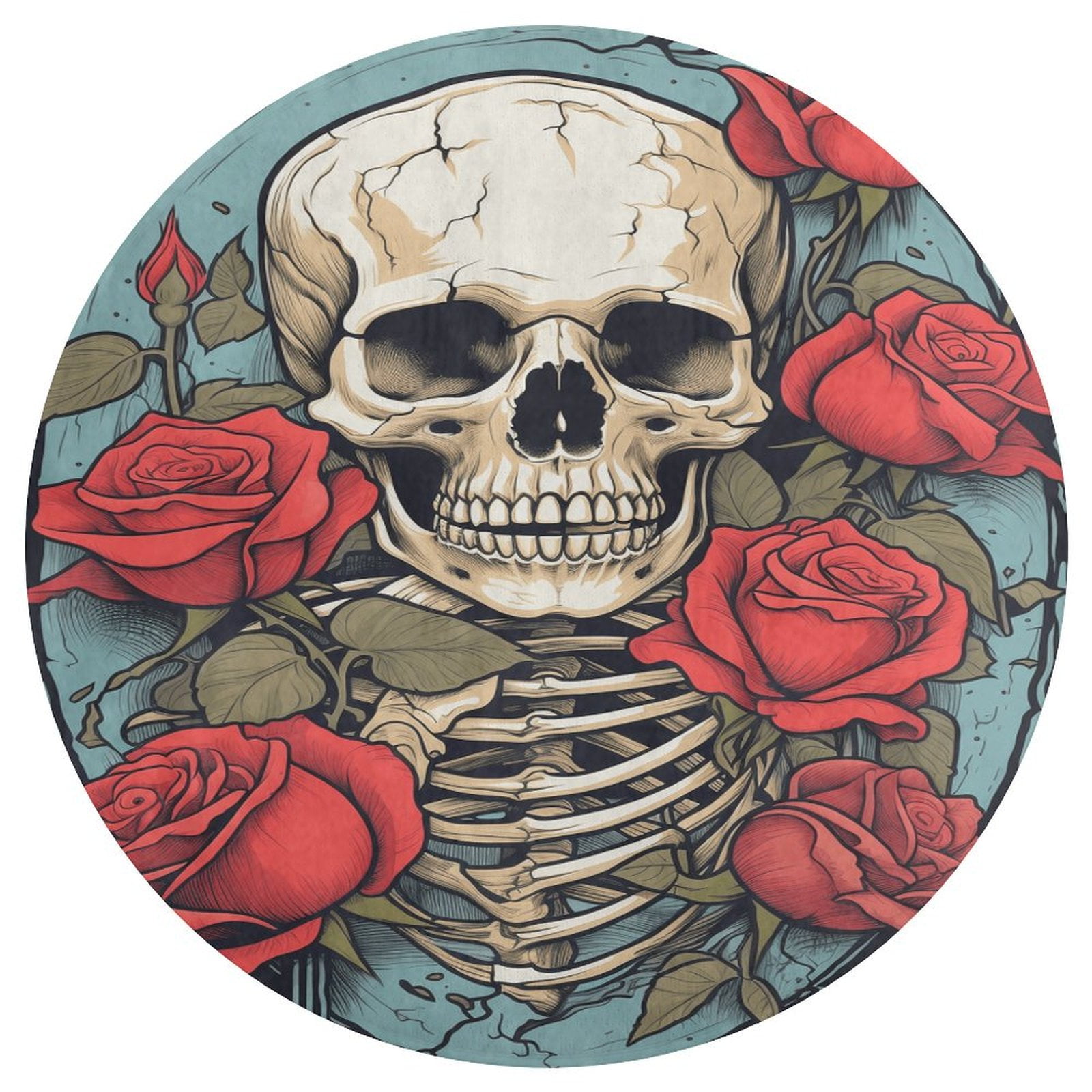 Flower Cluster Skull Round Area Rug Soft Sofa Nursery Carpet Floor Mat ...