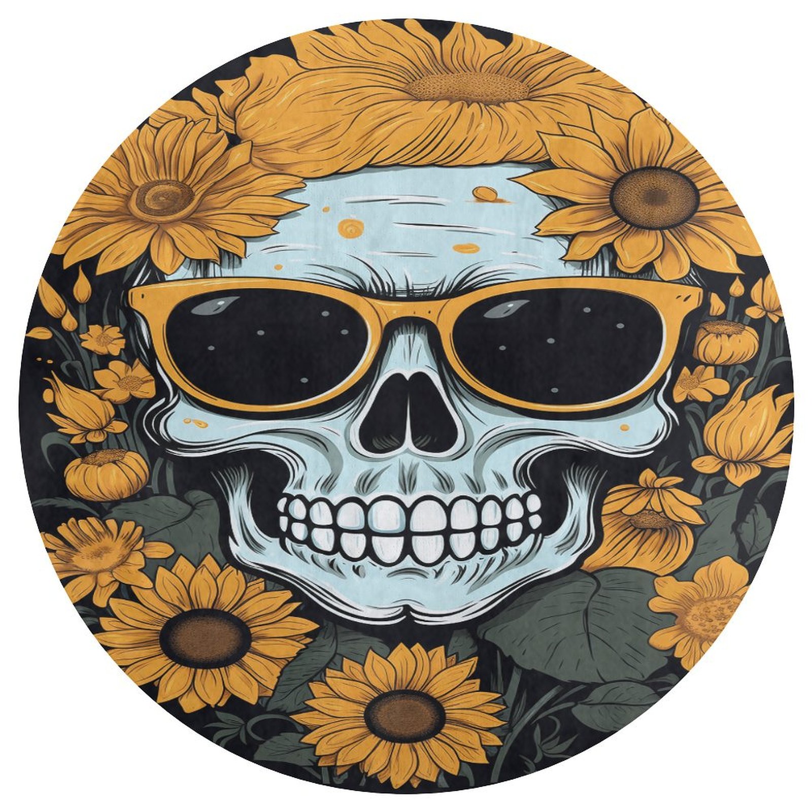 Flower Cluster Skull Round Area Rug Soft Sofa Nursery Carpet Floor Mat ...