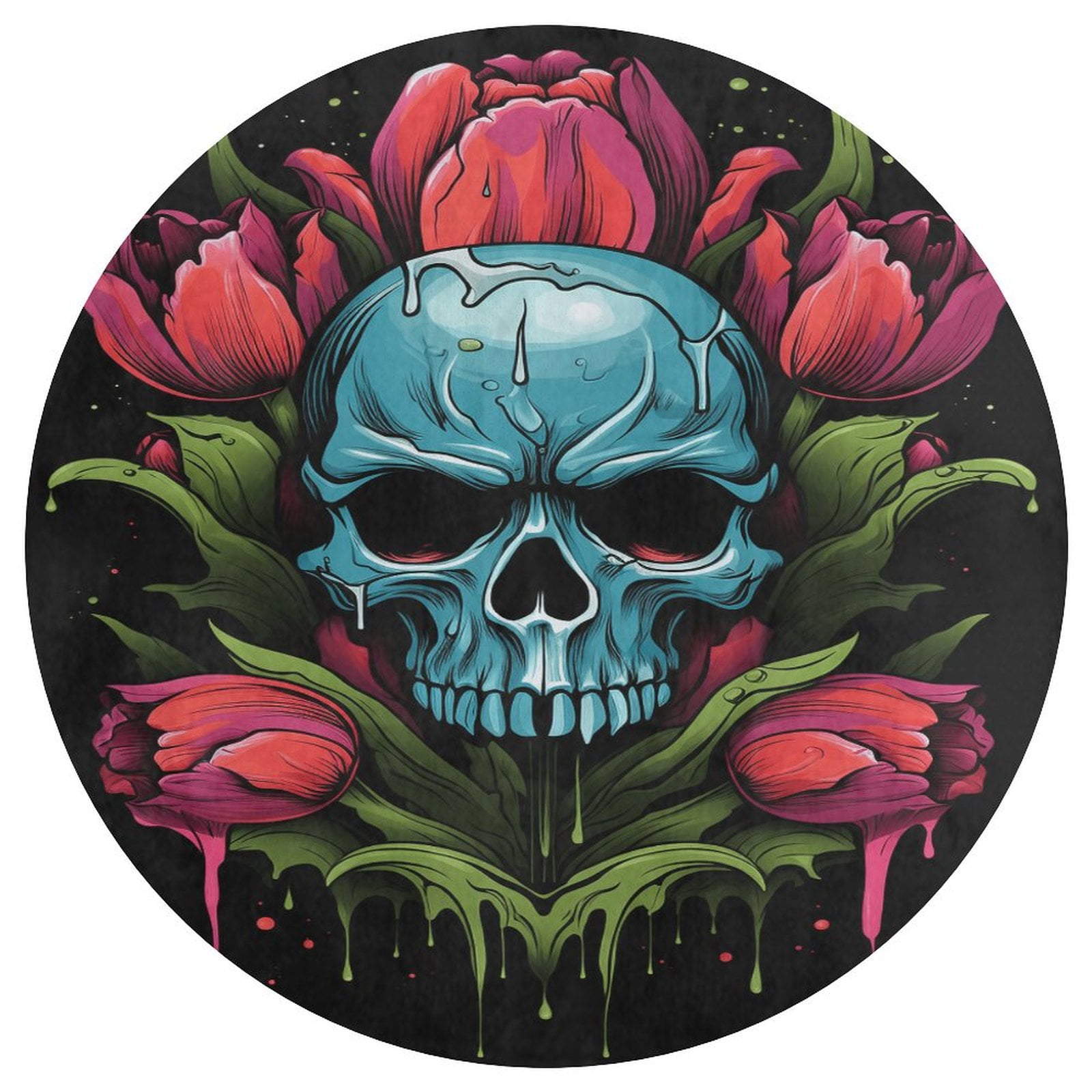 Flower Cluster Skull Round Area Rug Soft Sofa Nursery Carpet Floor Mat ...