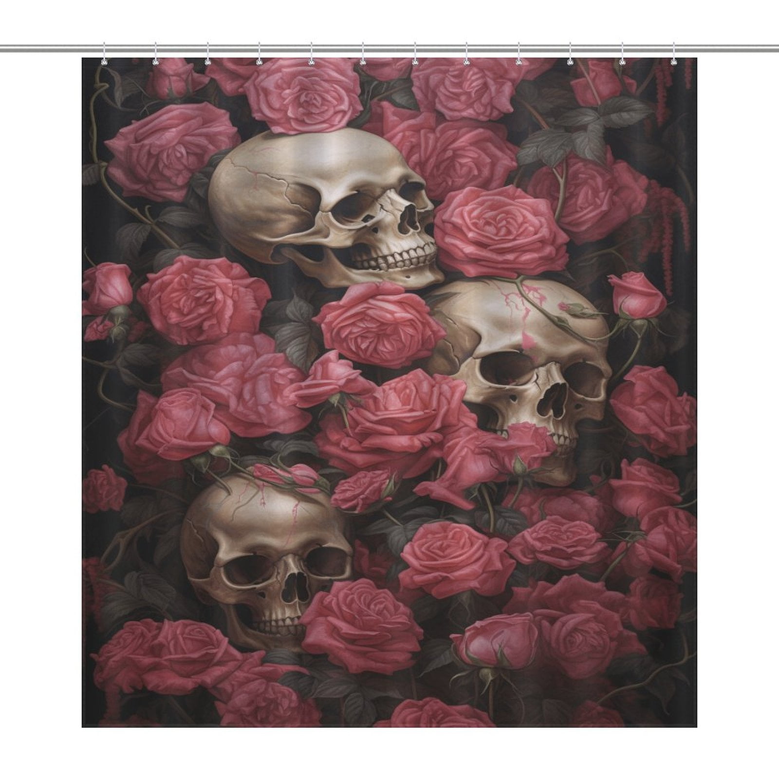 Flower Cluster Skull Shower Curtain Waterproof Bathroom Decorative 3D ...