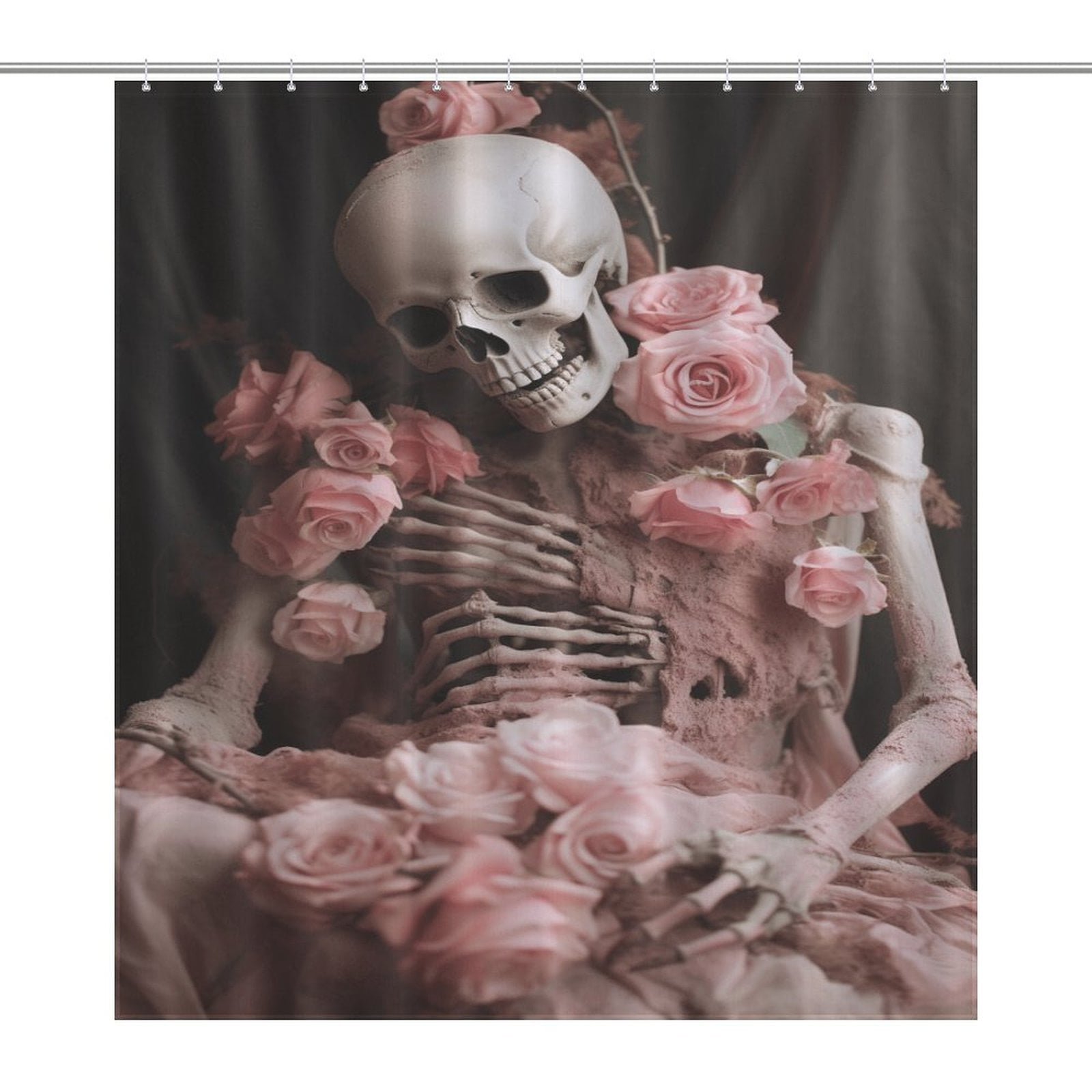 Flower Cluster Skull Shower Curtain Waterproof Bathroom Decorative 3D ...