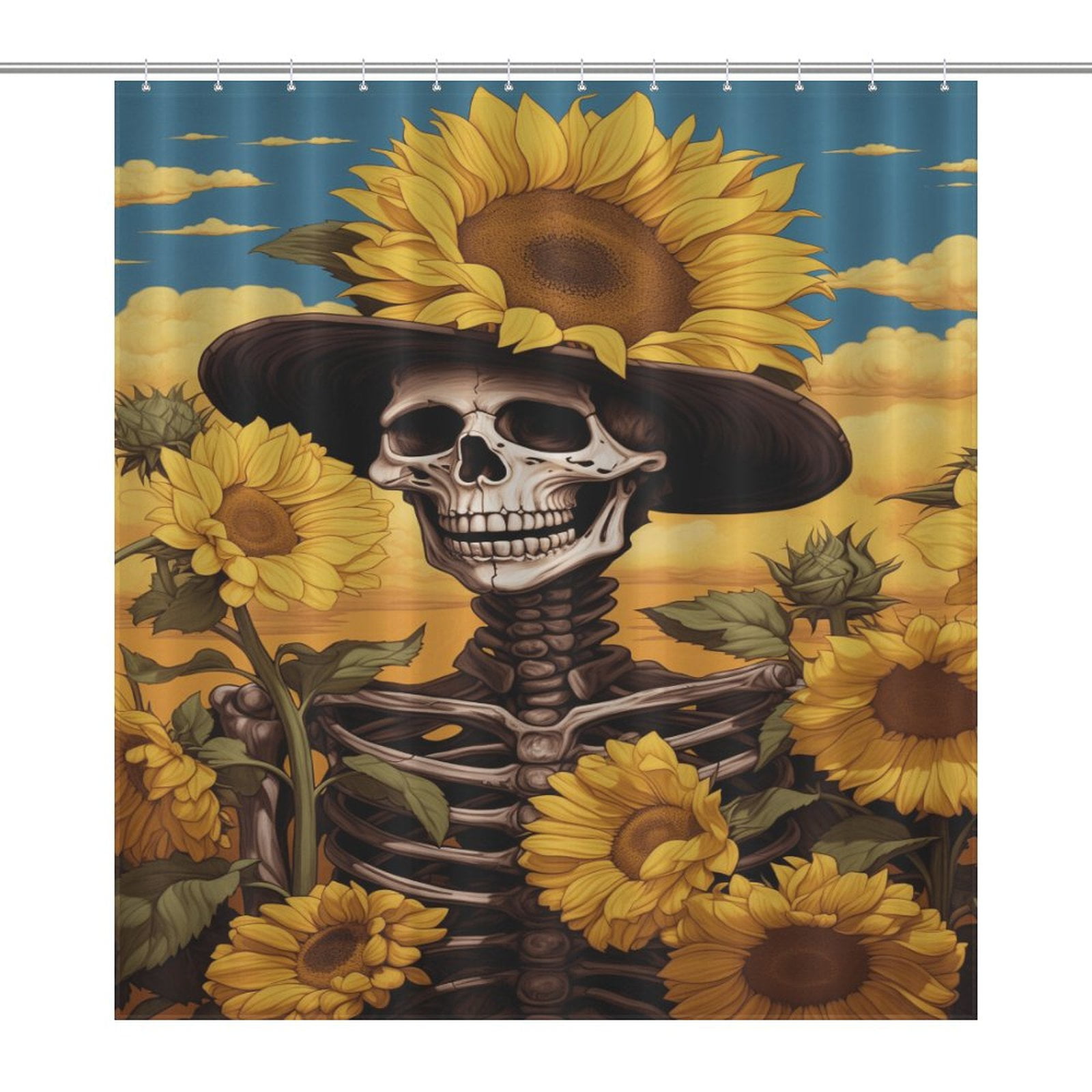 Flower Cluster Skull Shower Curtain Waterproof Bathroom Decorative 3D ...