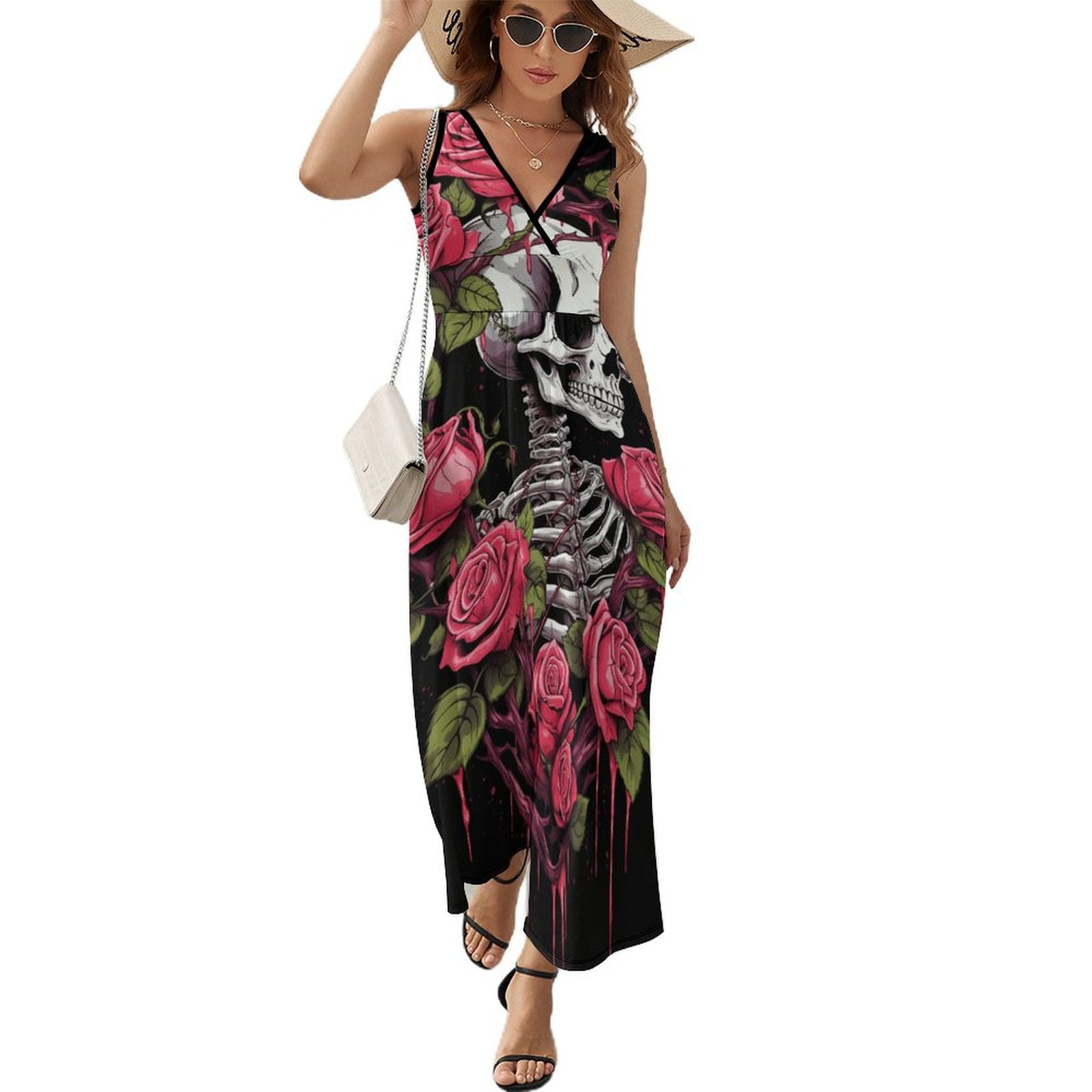 Flower Cluster Skull Sleeveless Dress for Women Birthday Clothing Suit ...