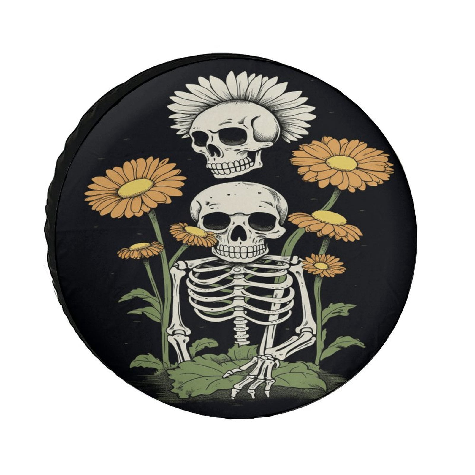 Flower Cluster Skull Spare Tire Cover Weatherproof Wheel Camper ...
