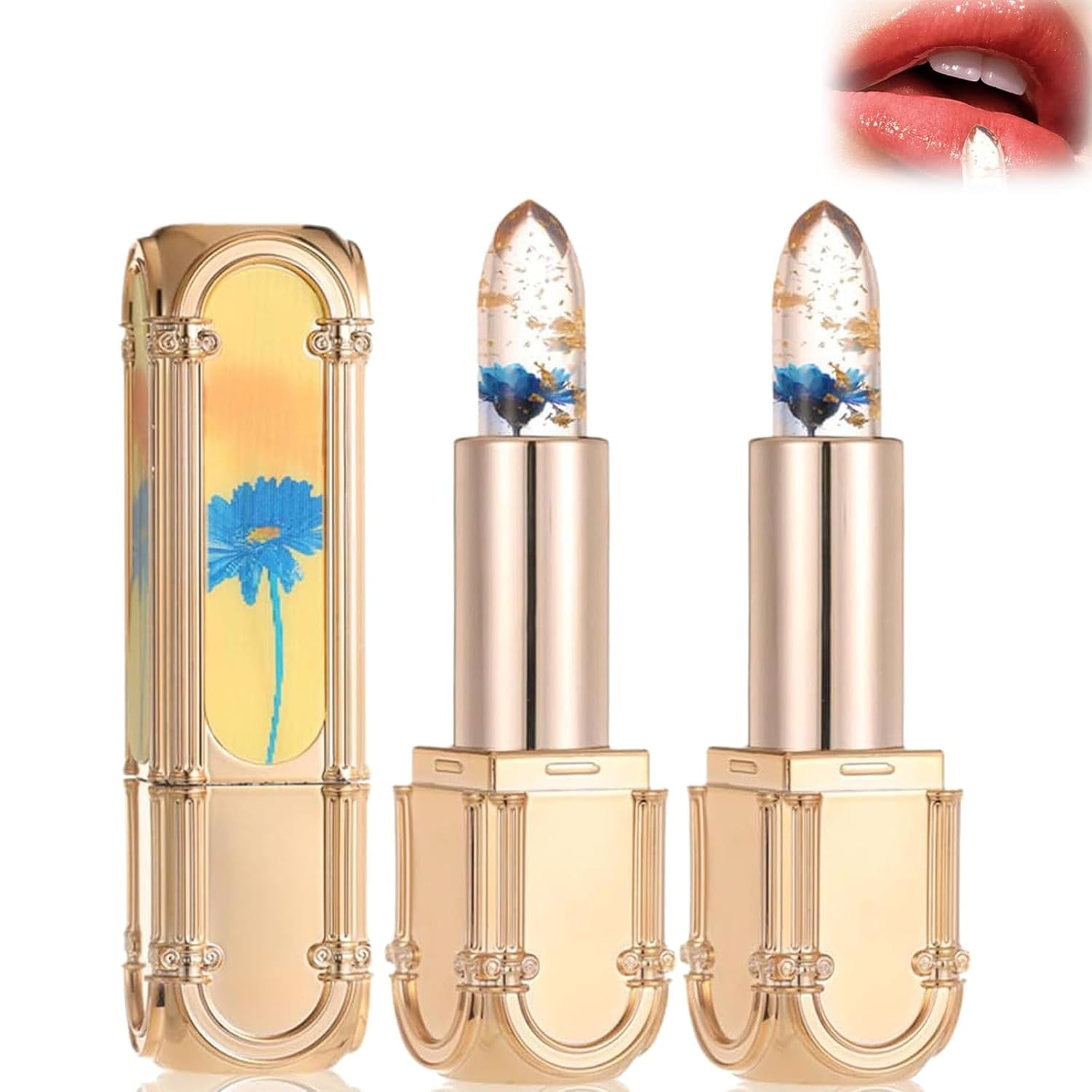 Flower Color Changing Lipstick, Yulyoie Lipstick, Gold Foil Flower ...