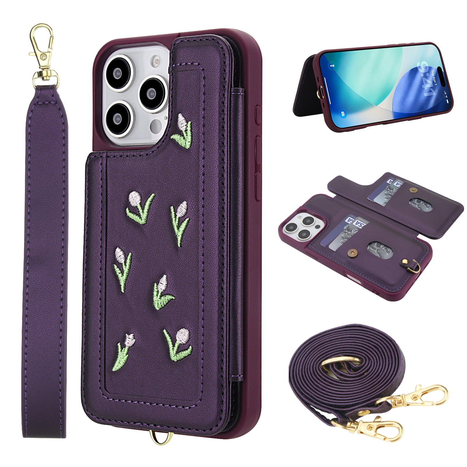 Flower Colored Knit Pattern Wallet Case for iPhone 12 Pro Max, Elegant ...
