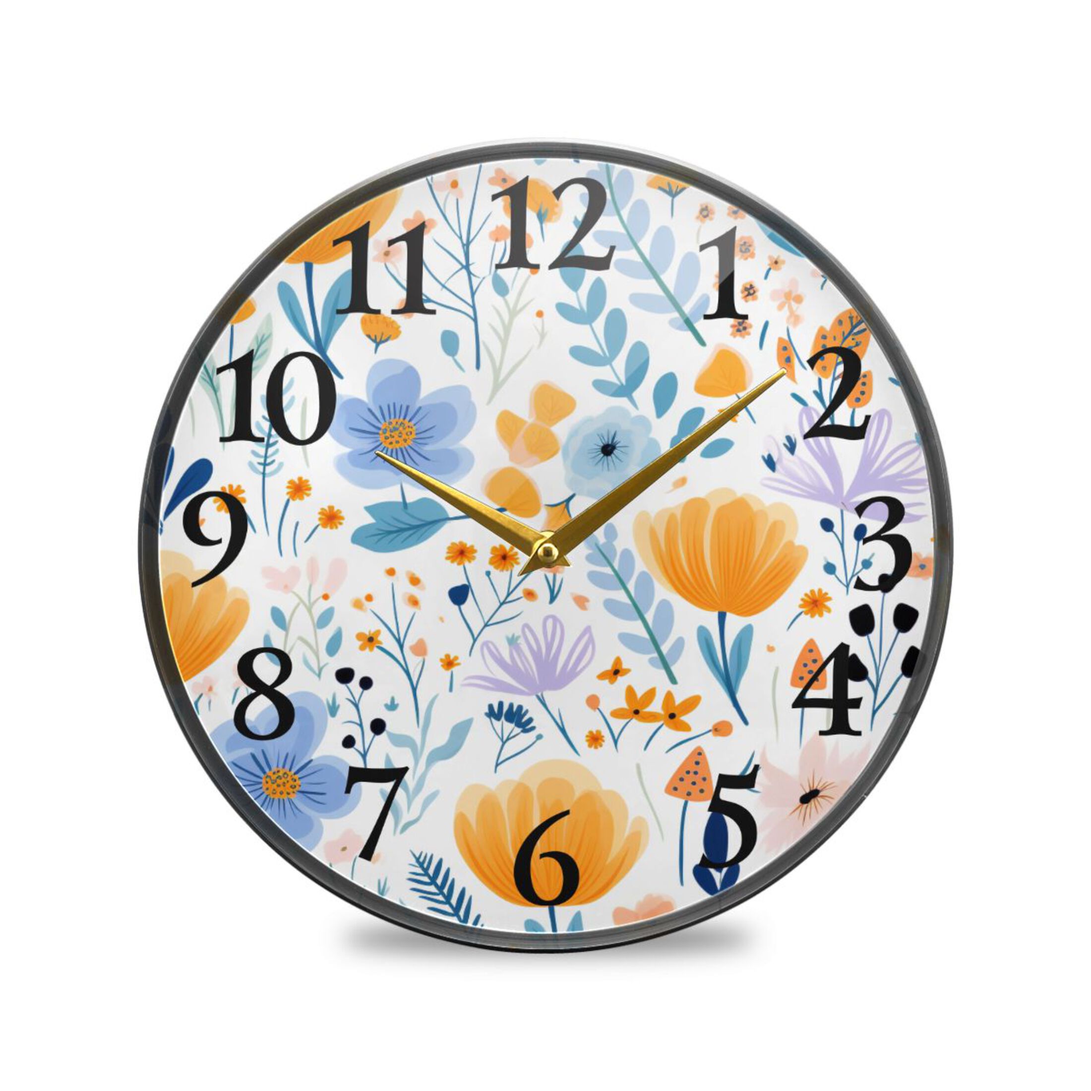 Flower Colorful Wall Clocks Battery Operated 9.5 Inch Round Clock ...