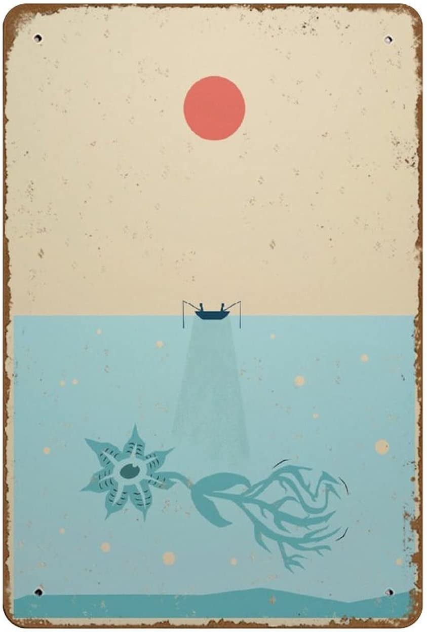 Flower Colossal Squid Landscape Novelty 8x12 Tin Sign Wall Funny Man ...