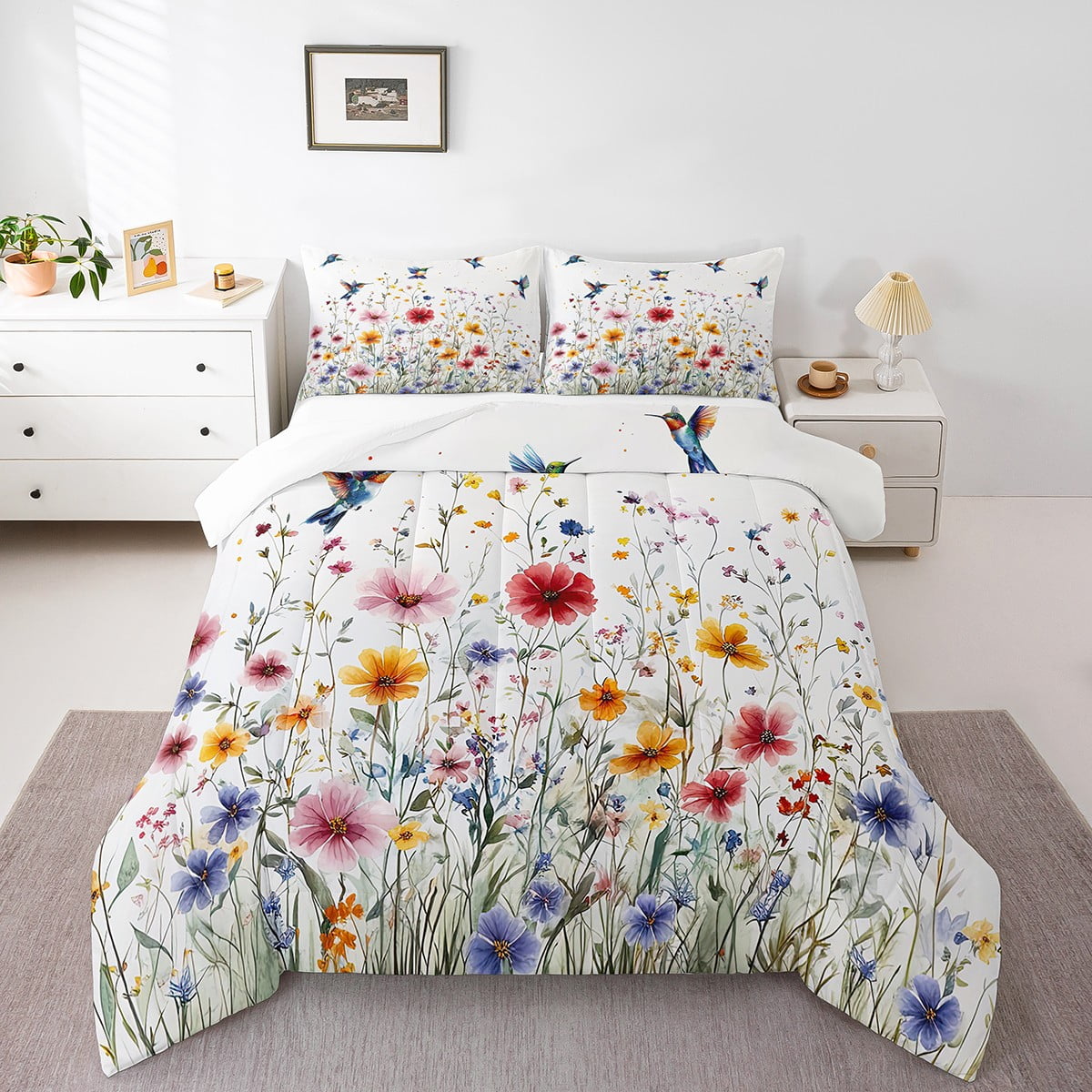Flower Comforter Set,Wildlife Toddler Bedding Set for Kids Boys Girls ...
