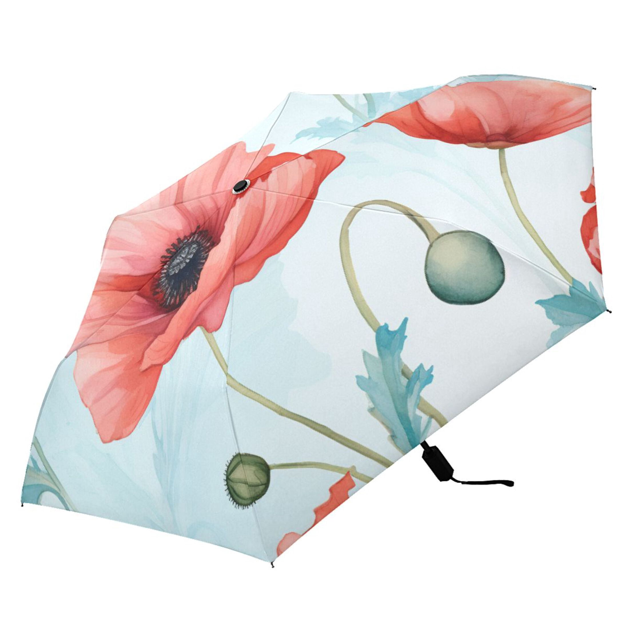 Flower Compact Folding Umbrella for Rain Windproof Travel Umbrella UPF ...