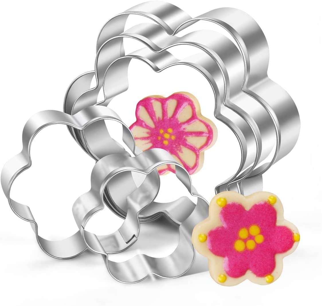 Flower Cookie Cutter Set,5 Pieces Stainless Steel Small Biscuit Cutters ...