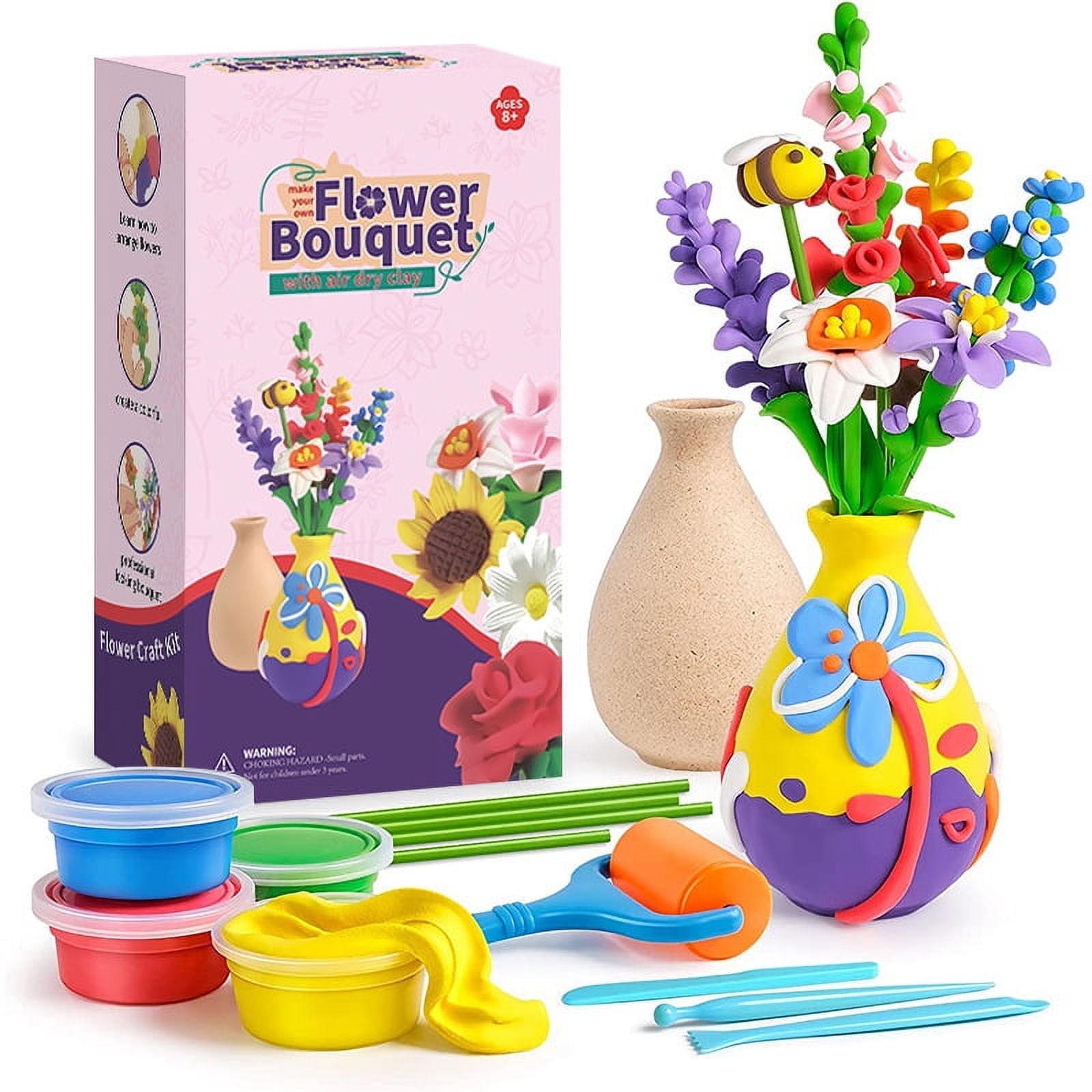 Flower Craft Kit Creating Flower Bouquet Modeling Clay Kit Air Dry Clay ...