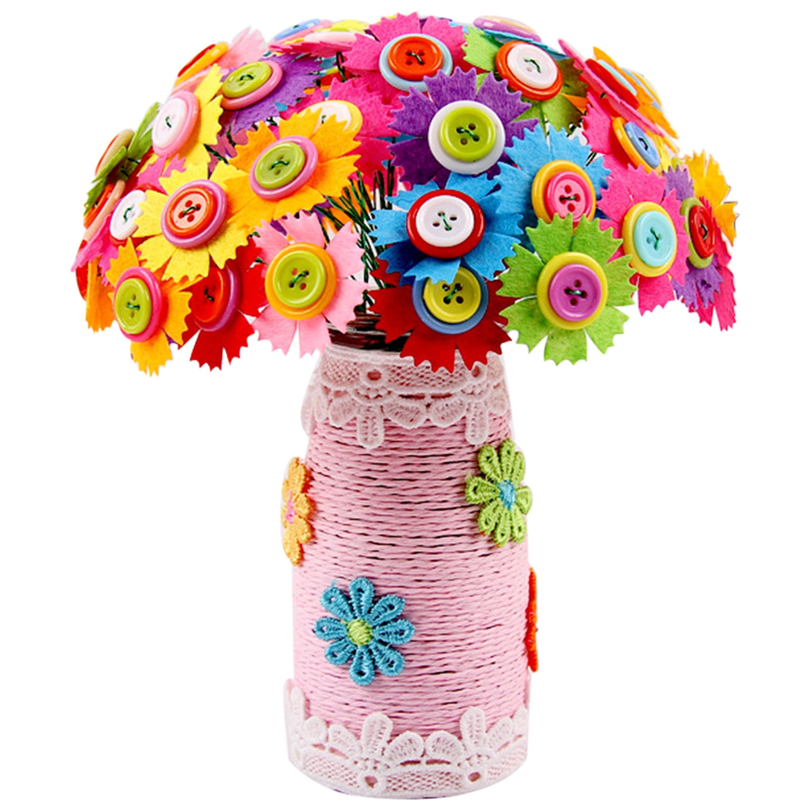 Flower Craft Kit for Kids Make Your Own Flower Bouquet with Buttons and ...