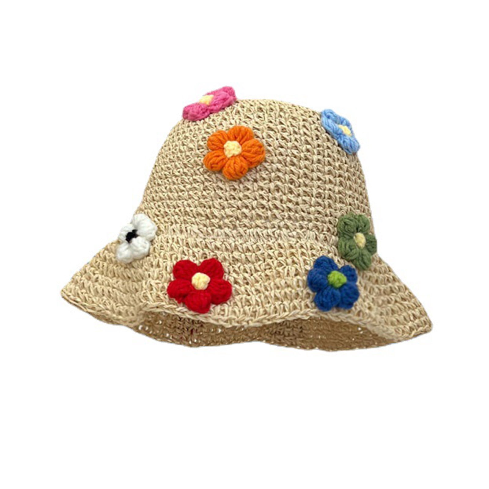 Flower Crocheted Beach Hat Breathable Sunshade Hat Holiday Decors ...