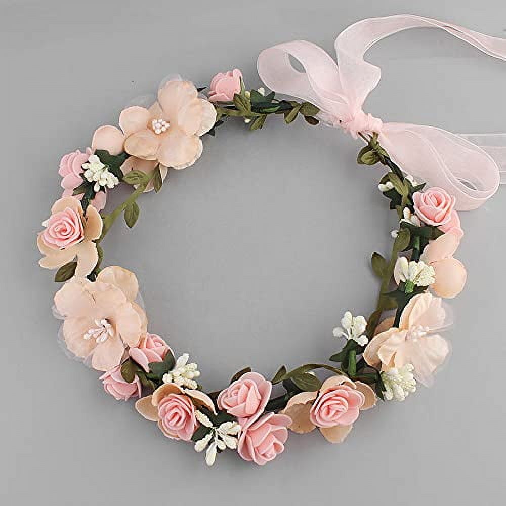 Flower Crown Adjustable Flower Girl Headpiece Silk Floral Headband ...