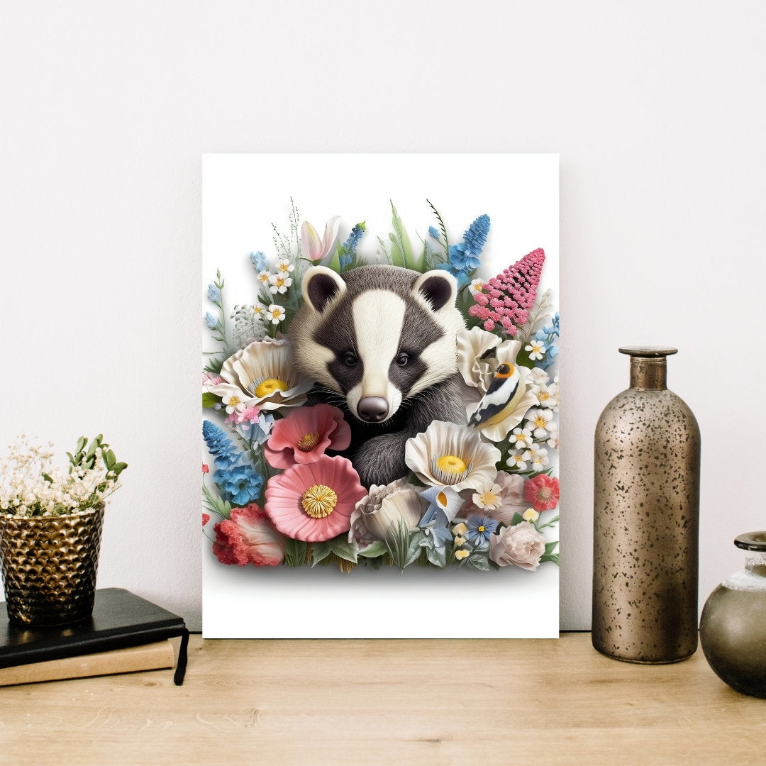 Flower Crown Badger - 3D Animal Canvas/Poster Art Prints â€“ The ...