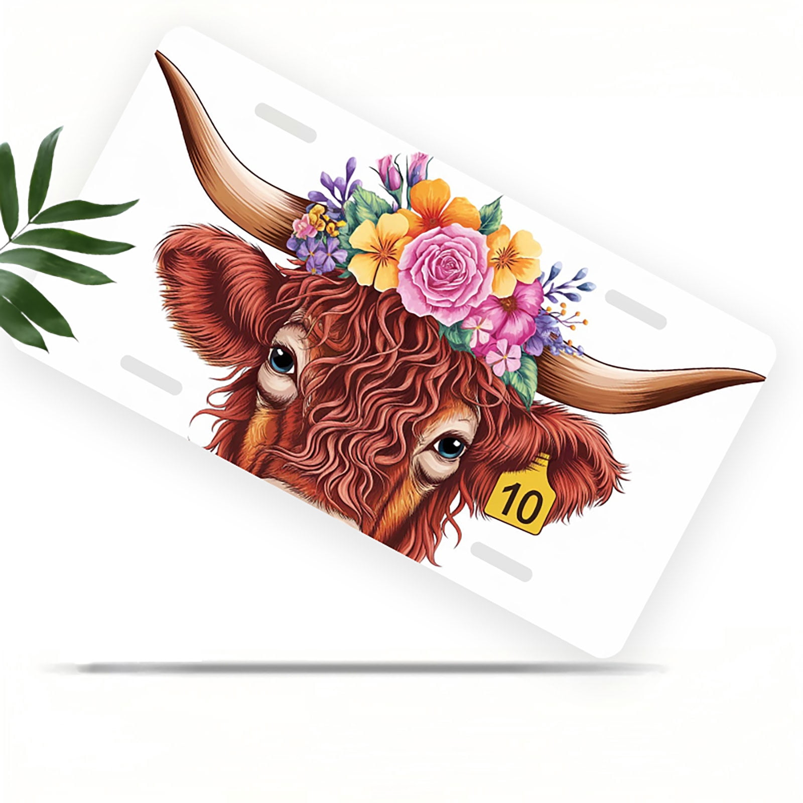 Flower Crowned Highland Cow Front License Plate, Metal License Plate ...