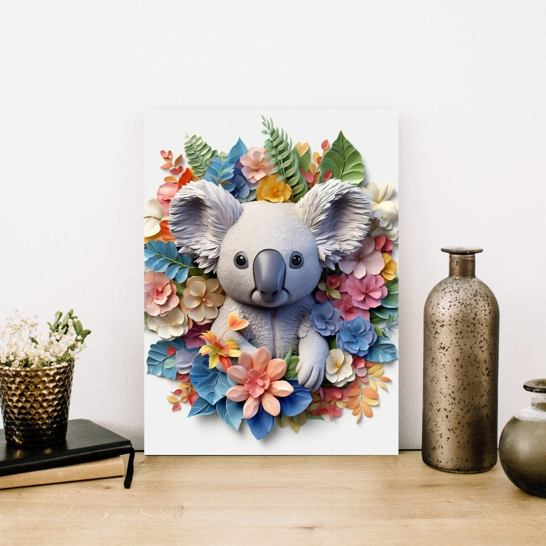 Flower Crowned Koala - 3D Animal Canvas/Poster Art Prints â€“ The ...