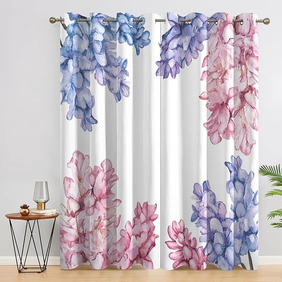 Flower Curtains for Kids Room - Pink Flower Curtains, Purple Floral ...